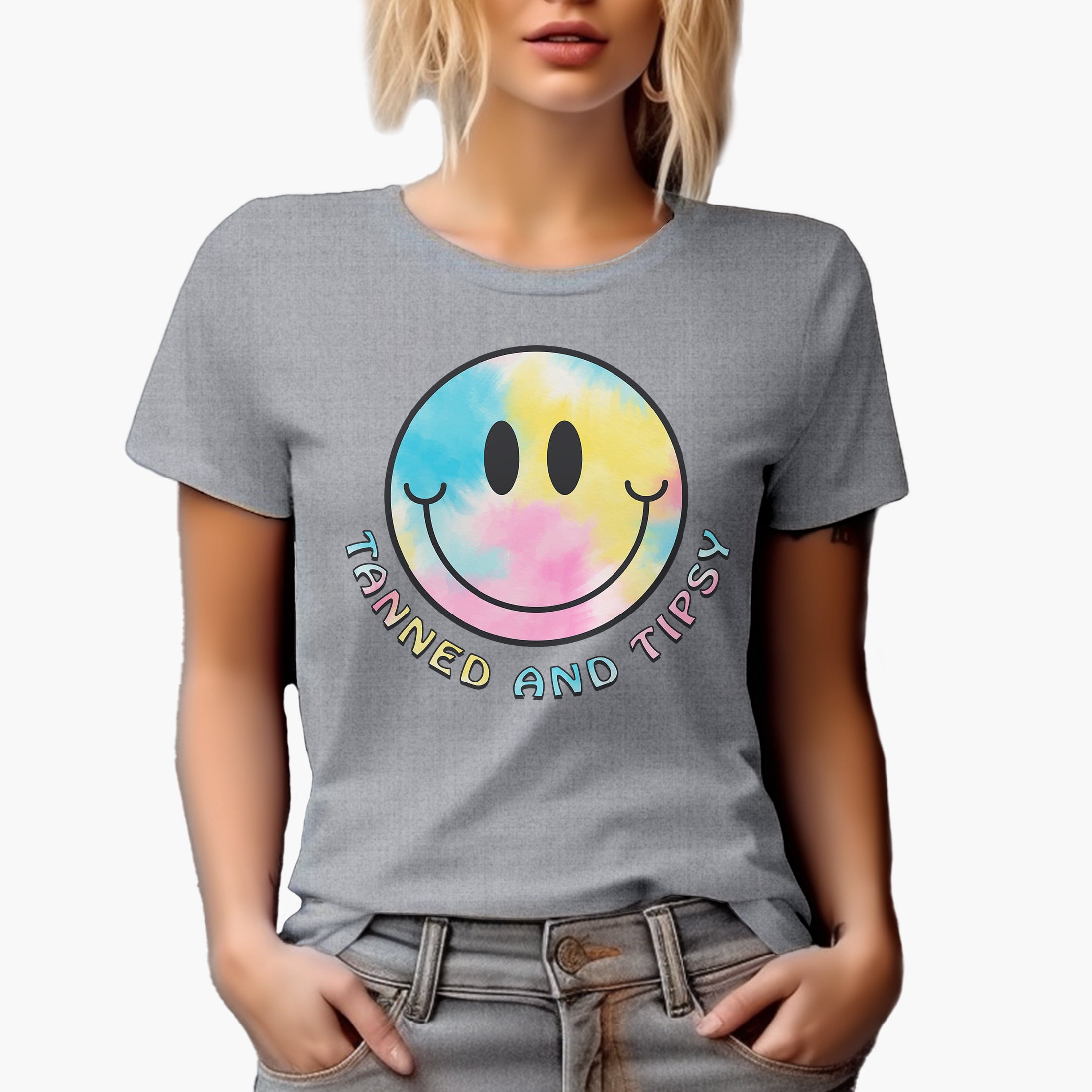 Tanned and Tipsy, 90s Retro & Tie Dye Art Summer Themed Merch Gift ...