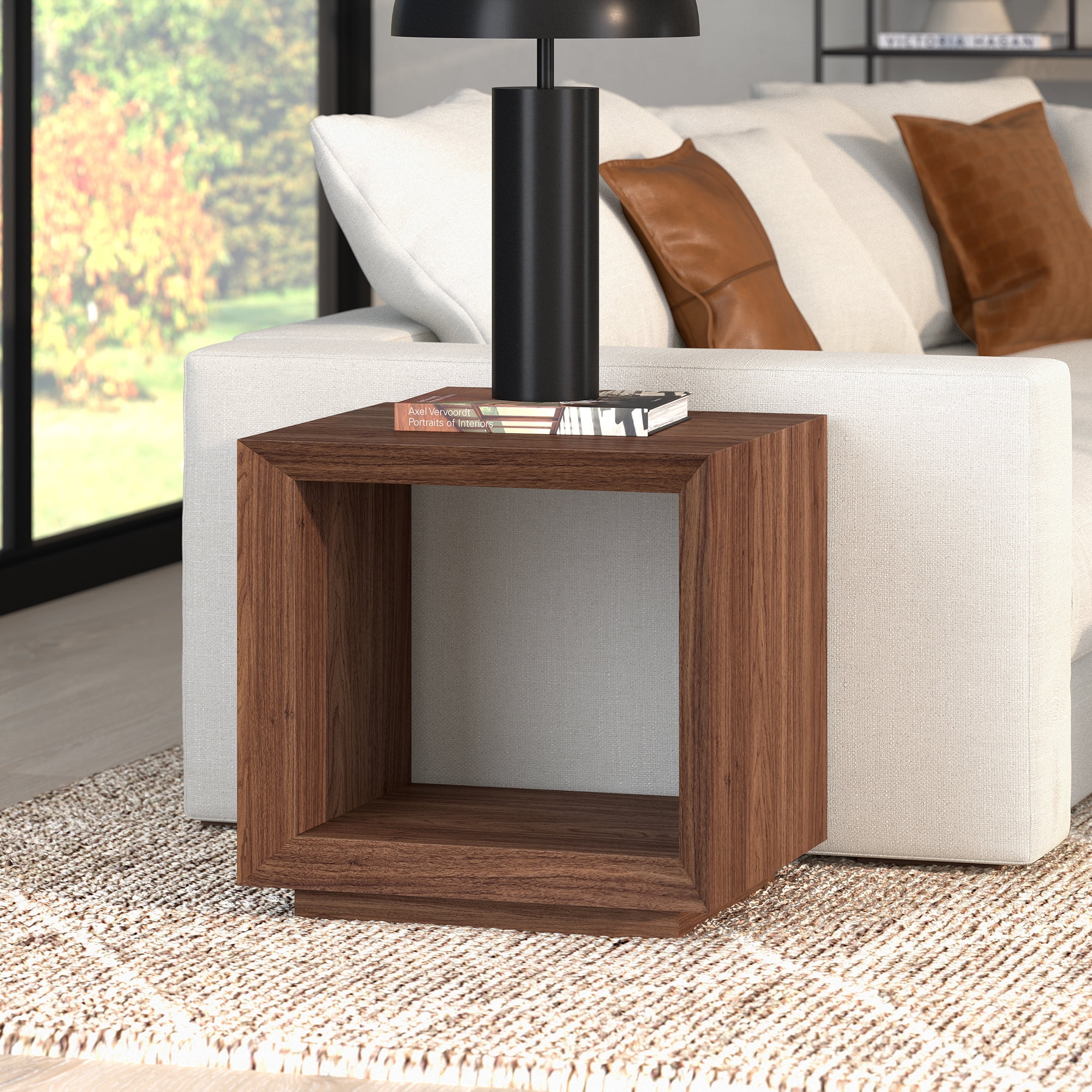 Tannen 22" Wide Rectangular Side Table in Satin Walnut - Walmart.com