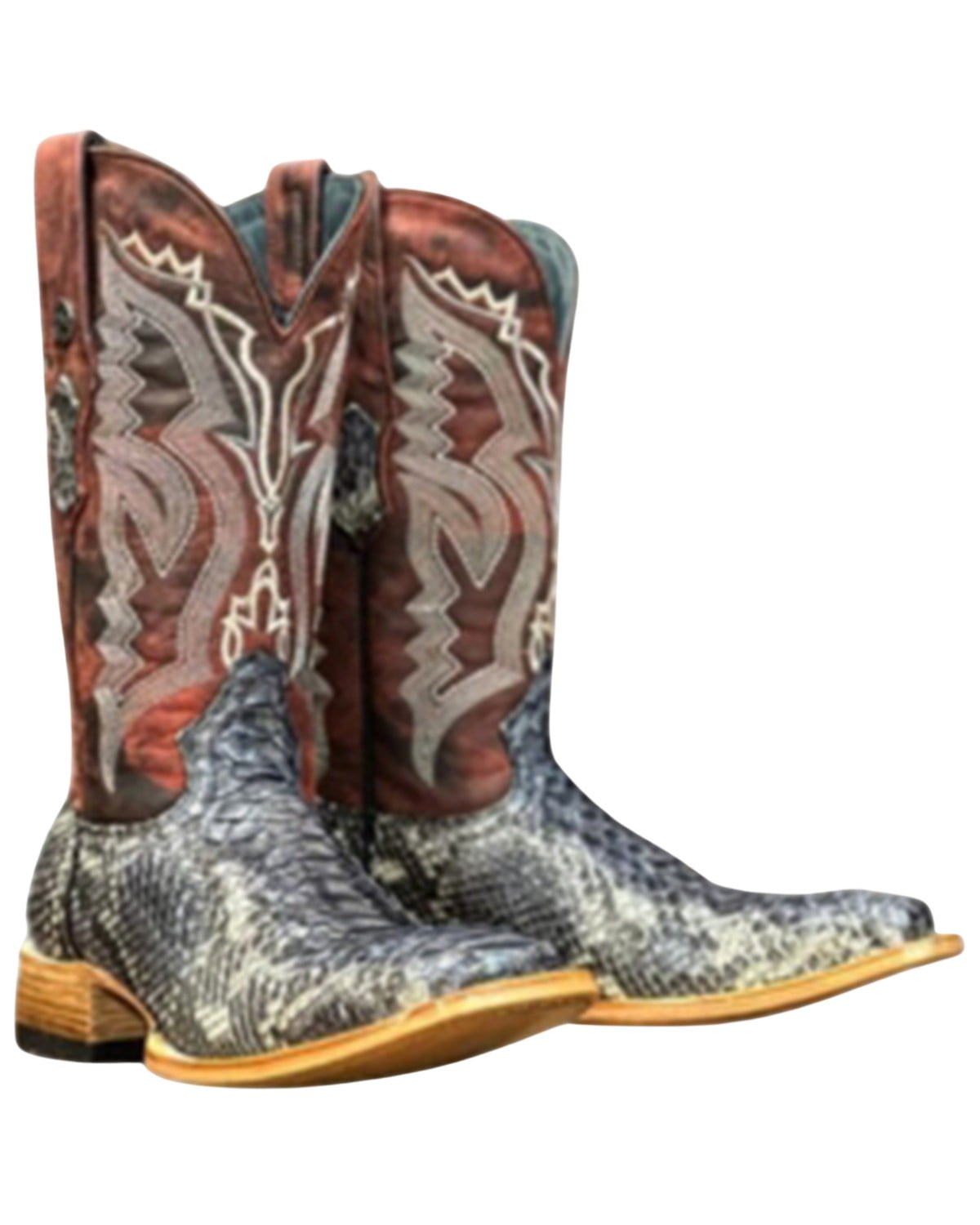 Tanner Mark Men's Exotic Python Western Boot Broad Square Toe Slate 8.5 ...