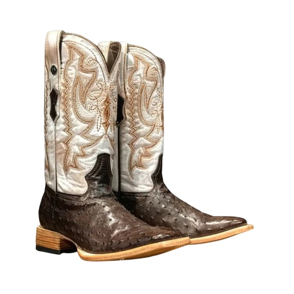 Tanner Mark Men's Full Quill Ostrich Exotic Western Boot Broad Square ...