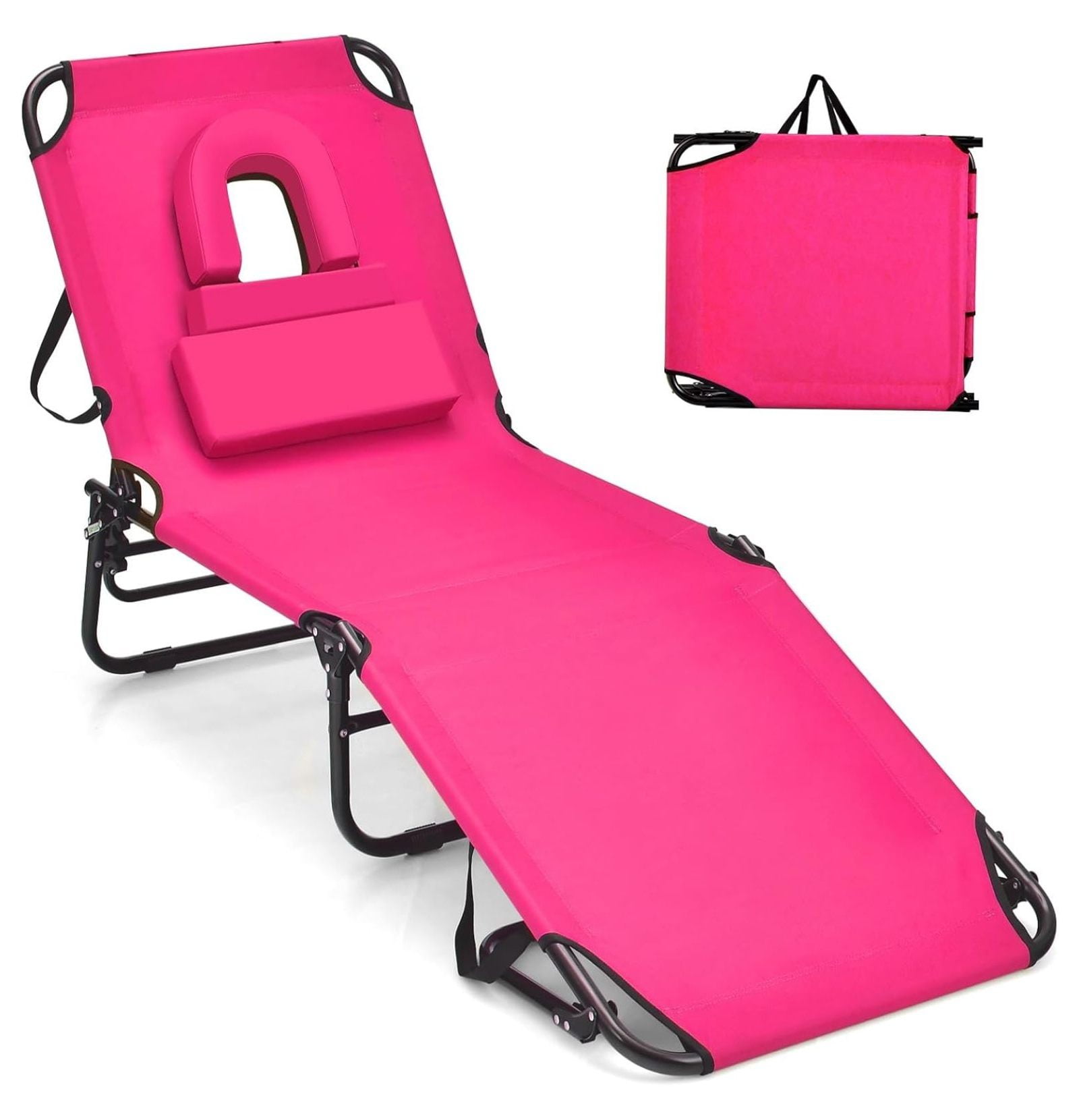Tanning Chair, 350lbs Beach Lounge Chair with Face Hole, Washable ...