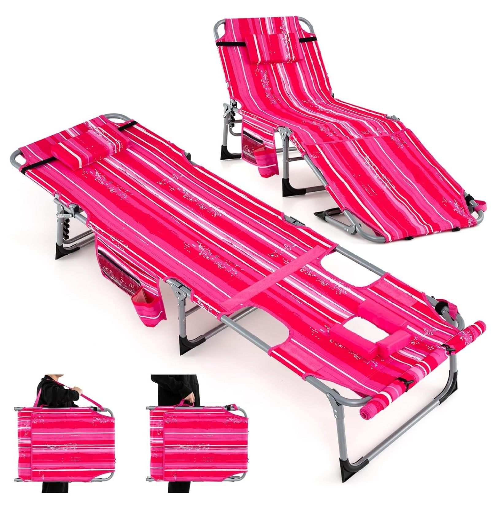Lounge Chair Giantex Outdoor Chaise - Folding With 5 Adjustable ...