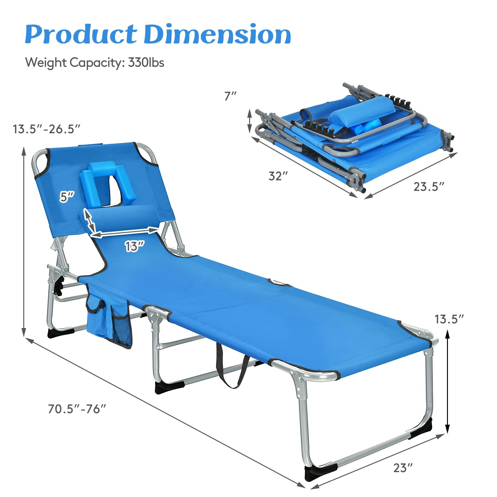 Tanning Chair with Face Hole, Adjustable 5-Position Backrest, Removable ...