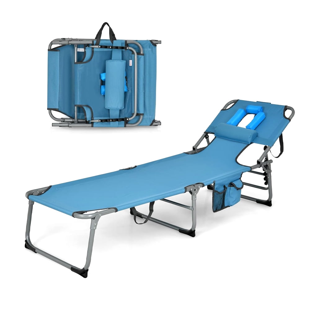 Tanning Chair, Folding Adjustable Patio Lounge Chair with Face Hole ...