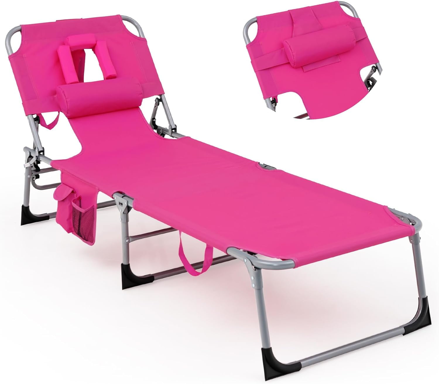 Tanning Chair, Folding Beach Lounge Chair with Face &Arm Hole, 5 ...