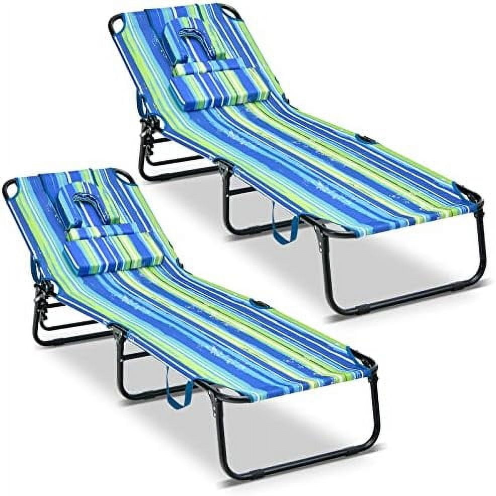 Tanning Chair Folding Beach Lounge Chair with Face Hole Removable ...