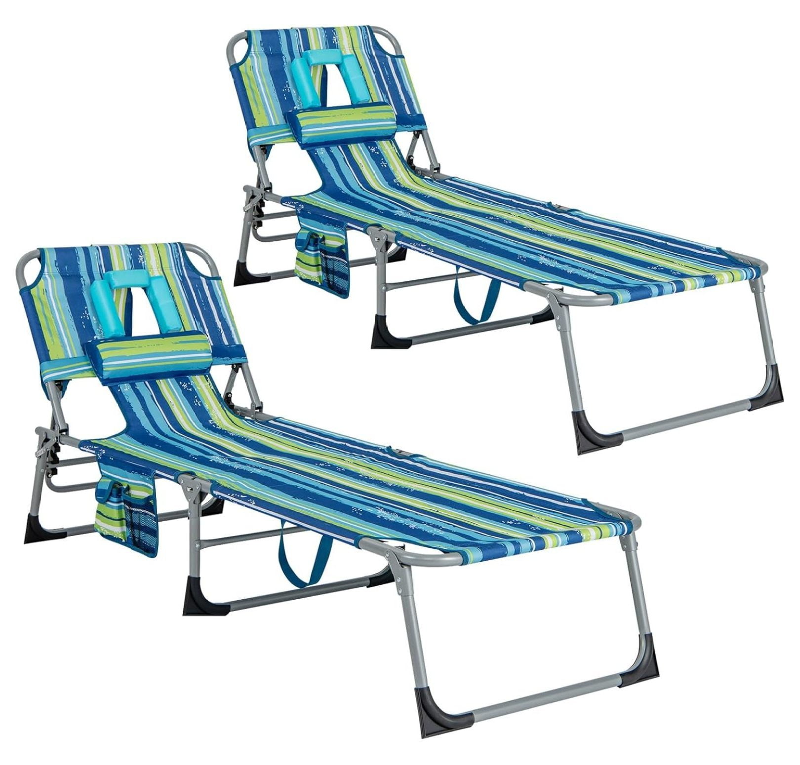 Tanning Chair, Folding Beach Lounger with Face Arm Hole, Adjustable ...