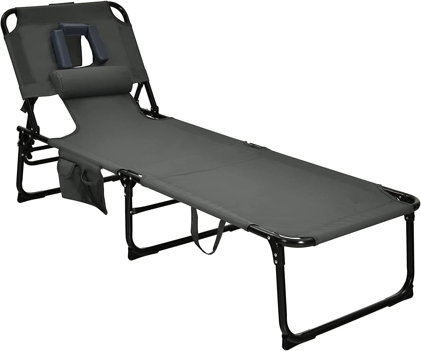 Tanning Chair, Folding Beach Lounger with Face Arm Hole, Adjable ...