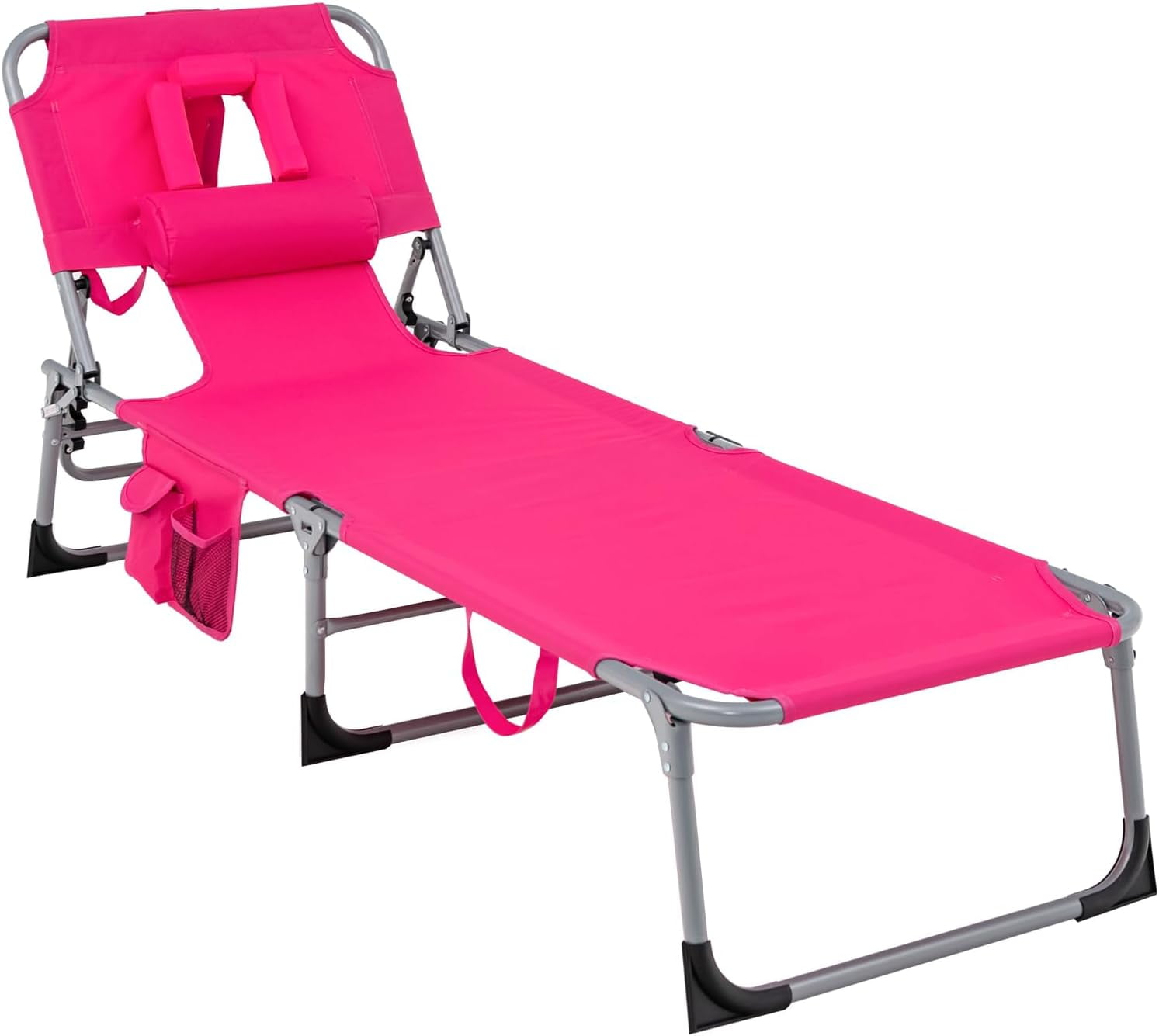 Tanning Chair, Folding Beach Lounger with Face Arm Hole, Adjustable ...