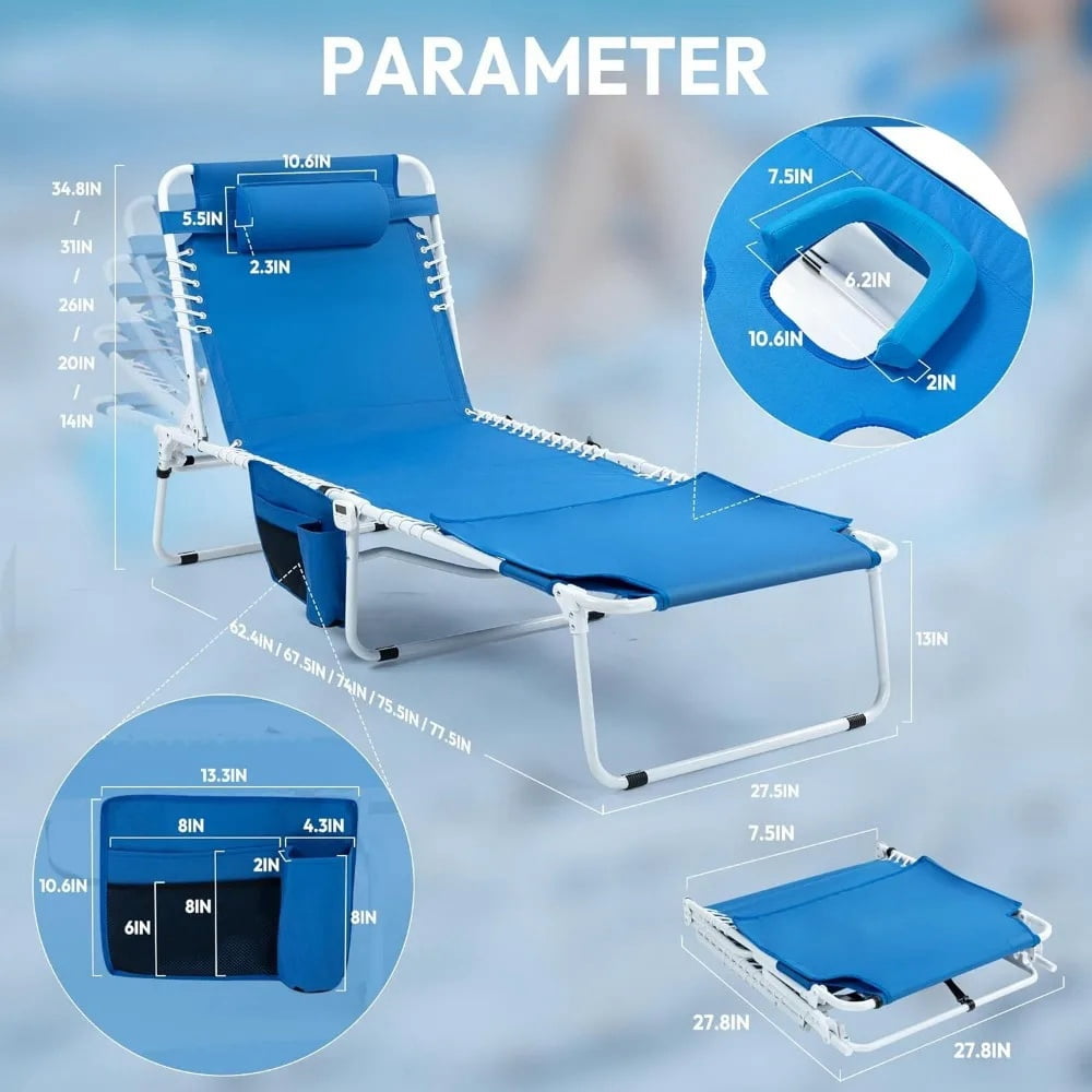 Tanning Chair with Face Hole, Portable Chaise Lounge Beach Chair for ...