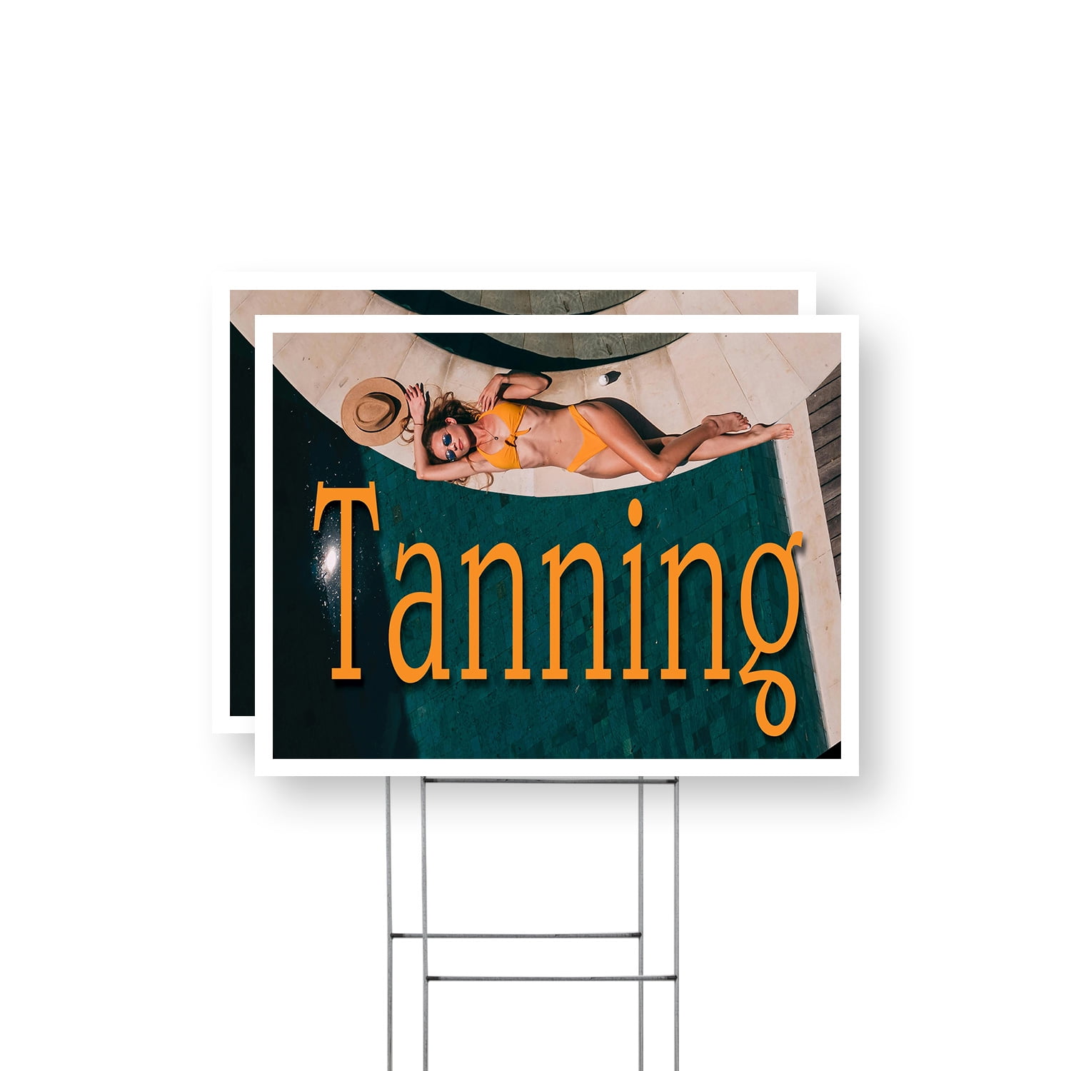 Tanning Yard Sign 2 Pack of 12 Inch x 16 Inch Single Sided Weatherproof ...