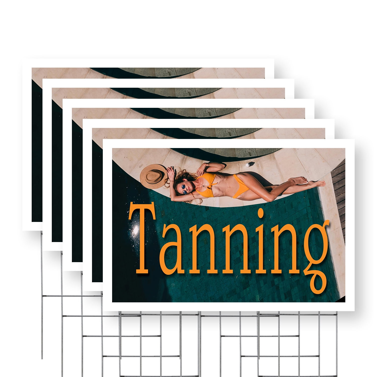 Tanning Yard Sign 5 Pack of 24 Inch x 36 Inch Single Sided Weatherproof ...