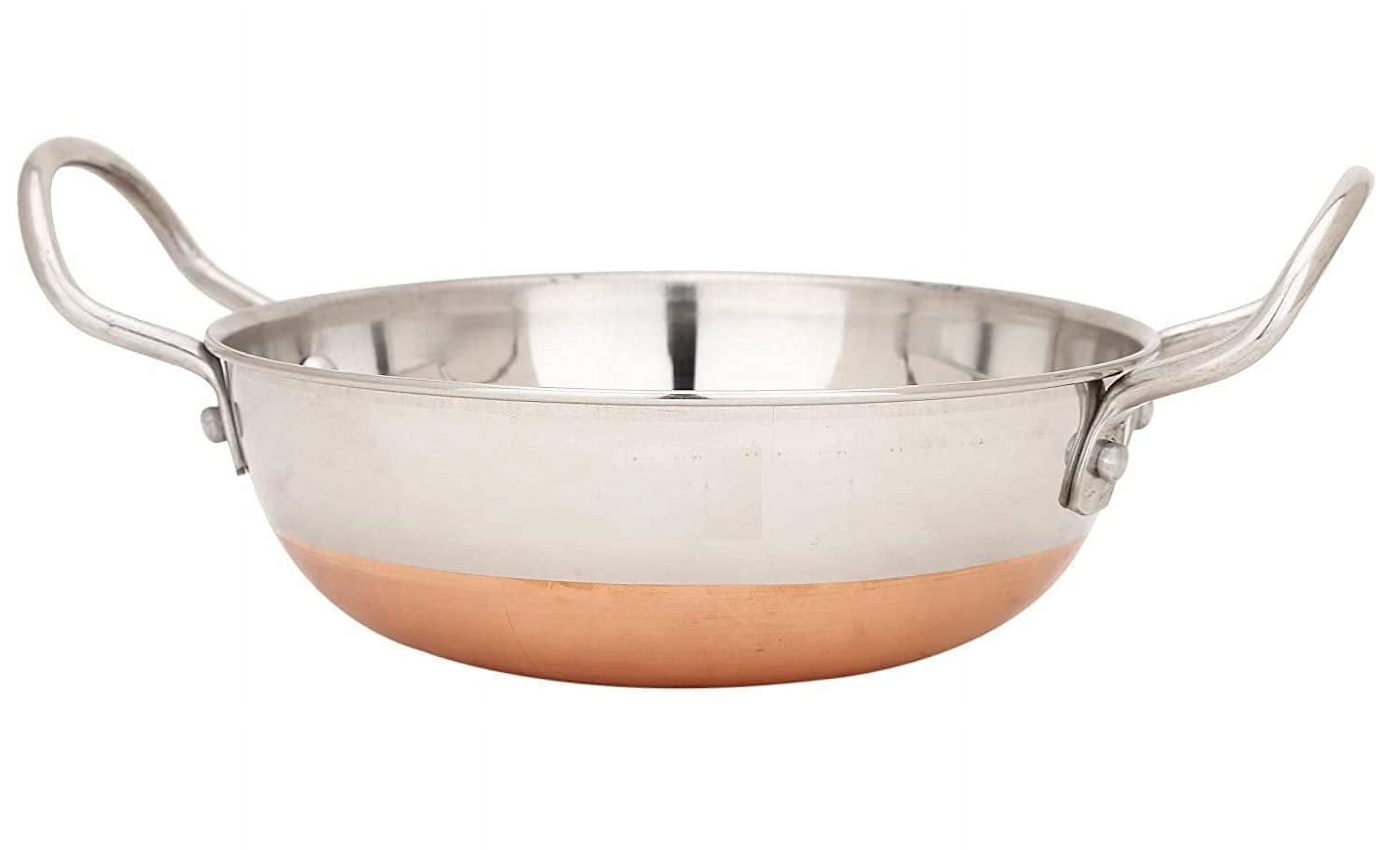Tannu Craft Copper Bottom kadhai Stainless Steel Copper Bottom Kadhai ...