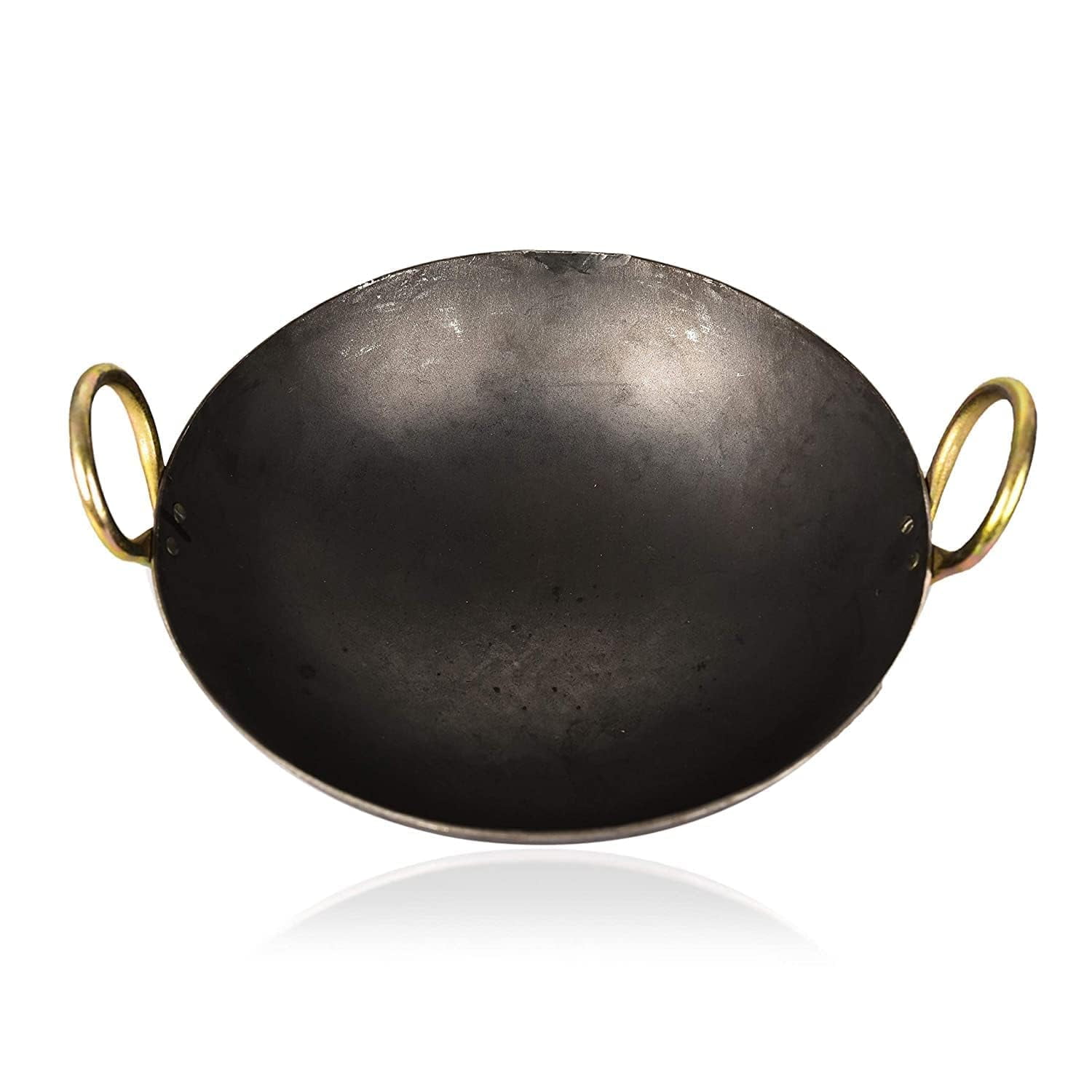 Tannu Craft Heavy Base Iron Kadhai Kadai with Handle for Kitchen Deep ...