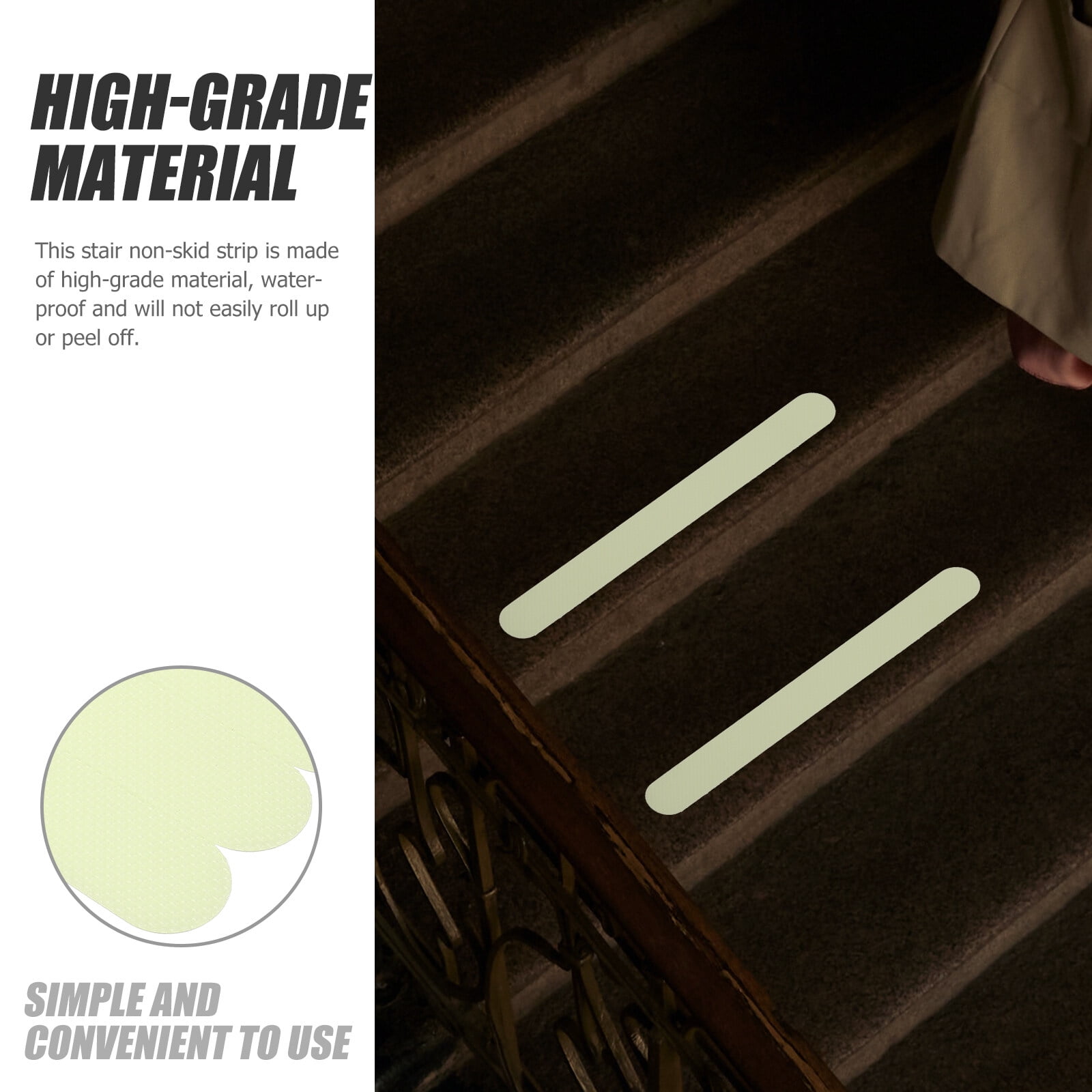 Tanom Luminous Anti-Slip Strips,24Pcs Non-Skid Stairs Tapes Stairs Glow ...