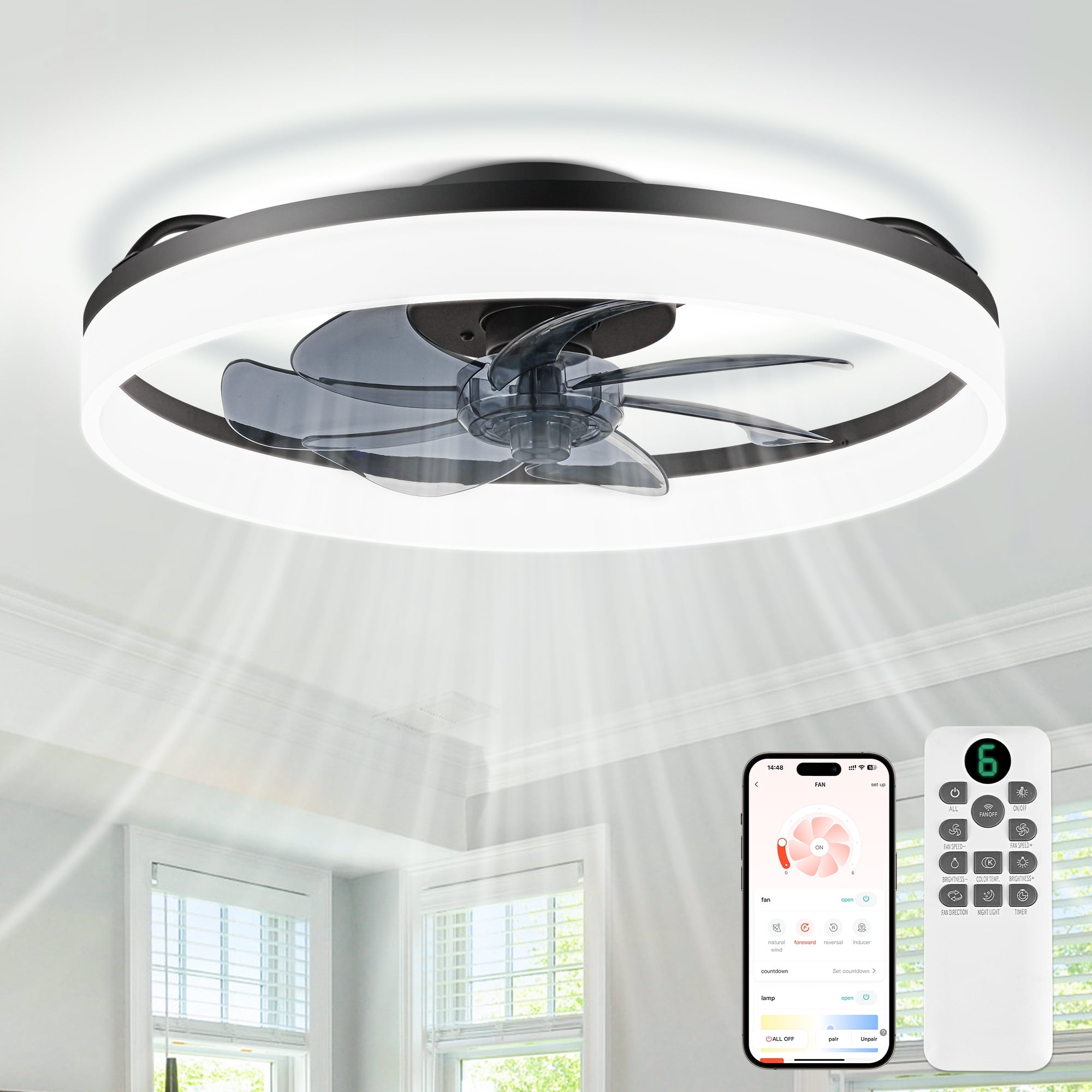 Tanoxo Ceiling Fans with Lights and Remote, 20" Fandelier Ceiling Fan ...