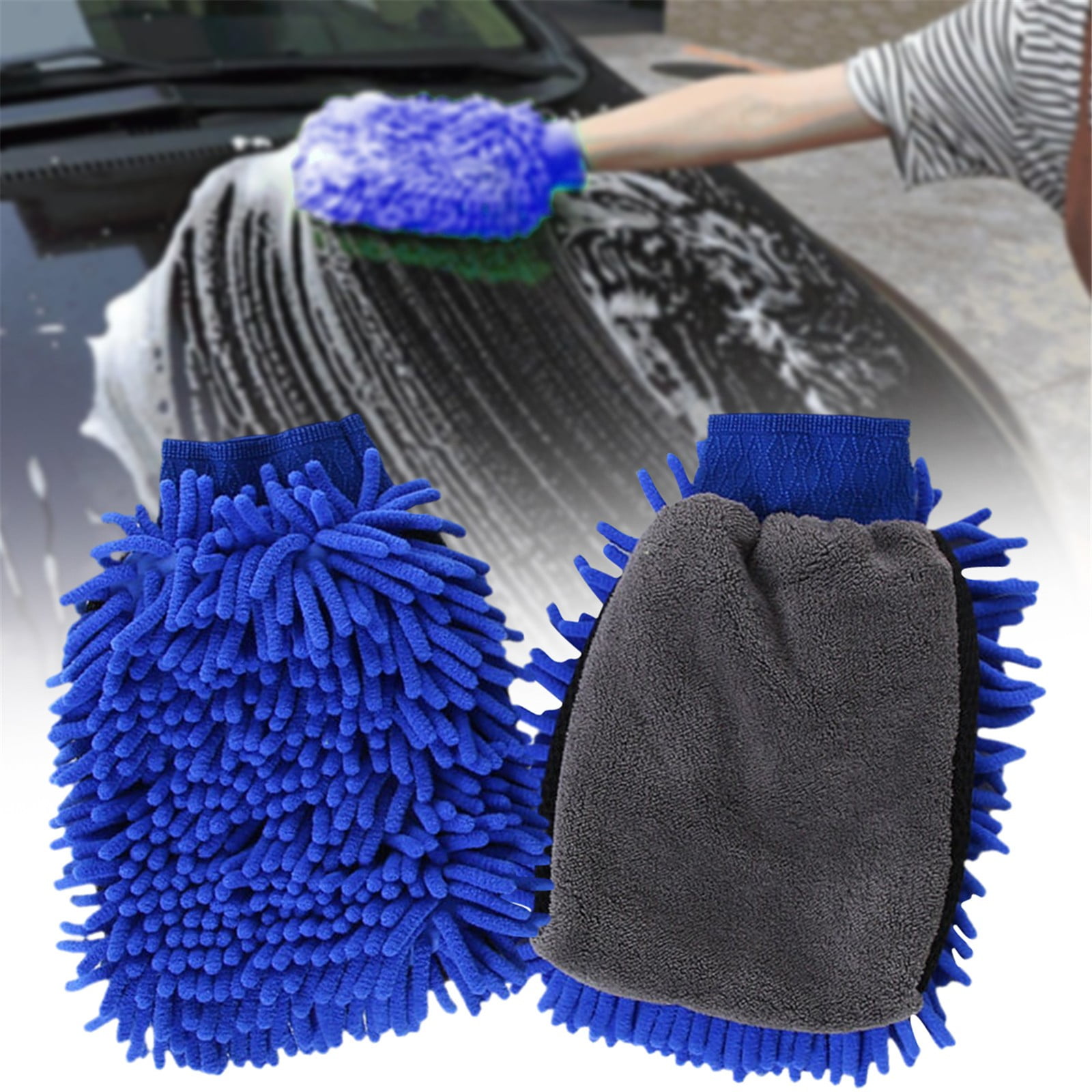 Tantouec Gloves, Car Cleaning Hand 2Pcs Car Wash Kit Microfiber Clean ...