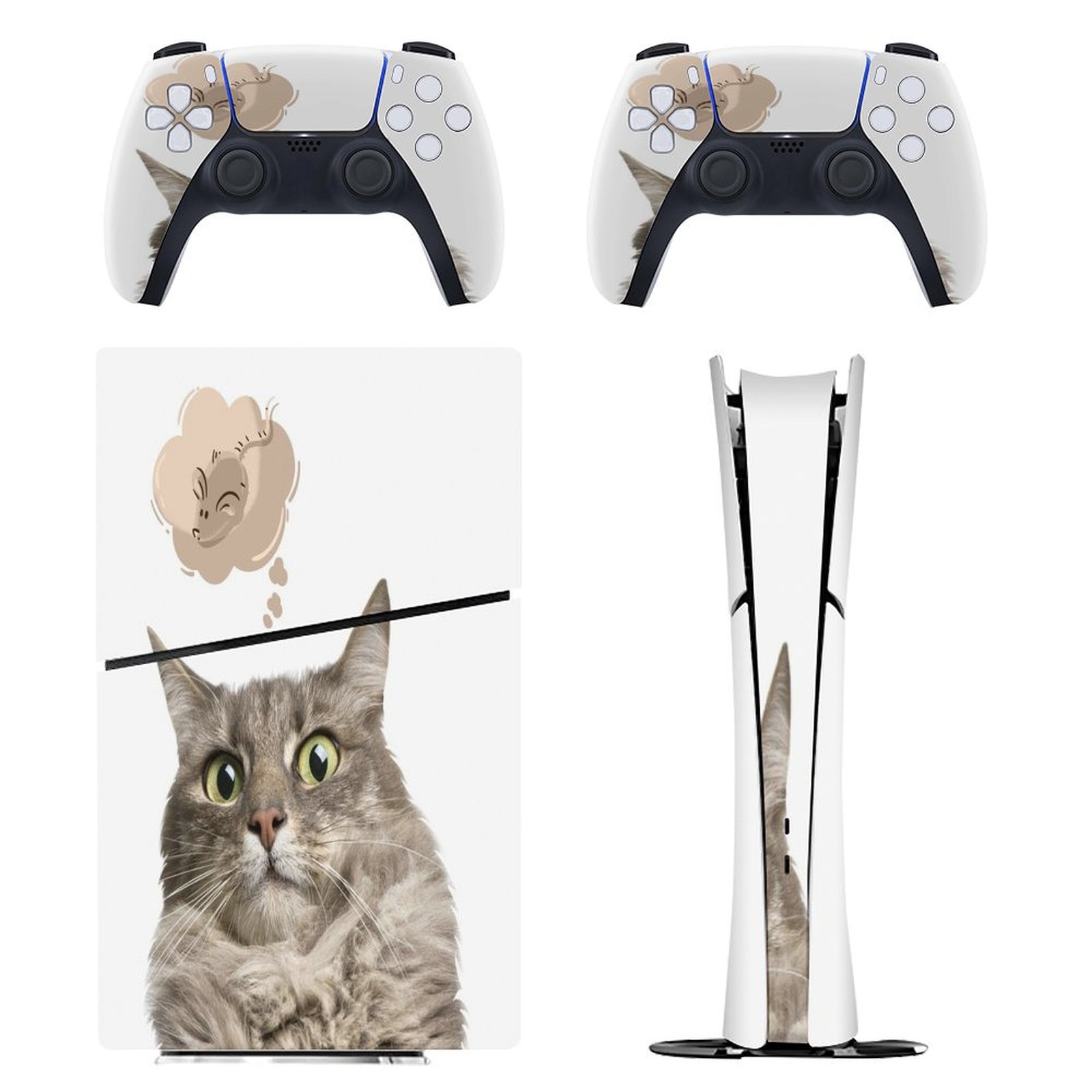 Tanuki Cat, Thinking, Mouse PS5/PS5 Slim Digital Disc Skin Sticker For ...