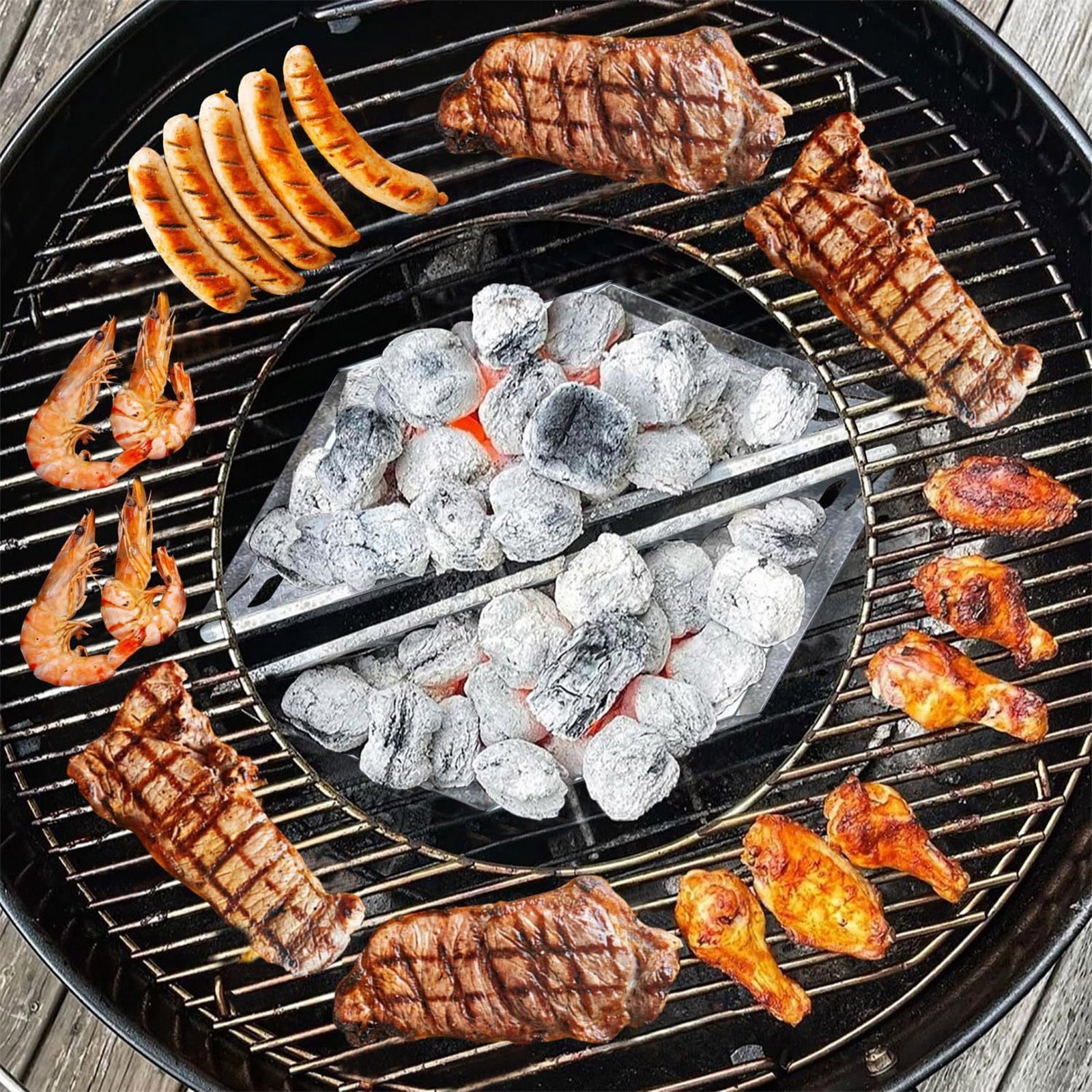 Tanxxt Charcoal Basket Set of 2, Stainless Steel BBQ Charcoal Grill ...