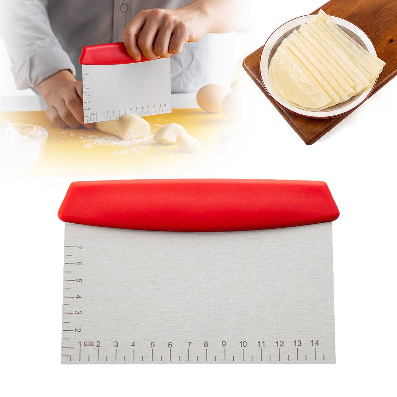 Tanxxt Dough Pastry Scraper,Dough Cutters With Measuring,Stainless ...