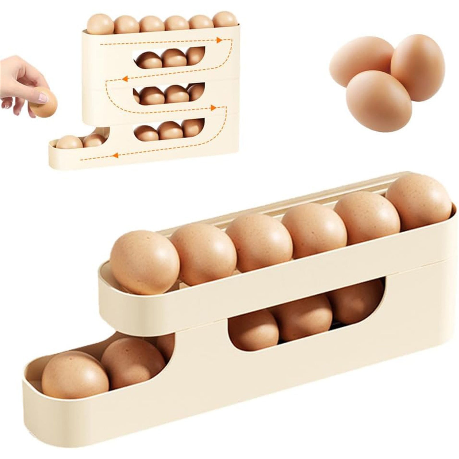 Tanxxt Egg Holder Egg Holder For Fridge Eggs Dispenser Auto Rolling Upgrade 4 Tiers Egg Holder ...