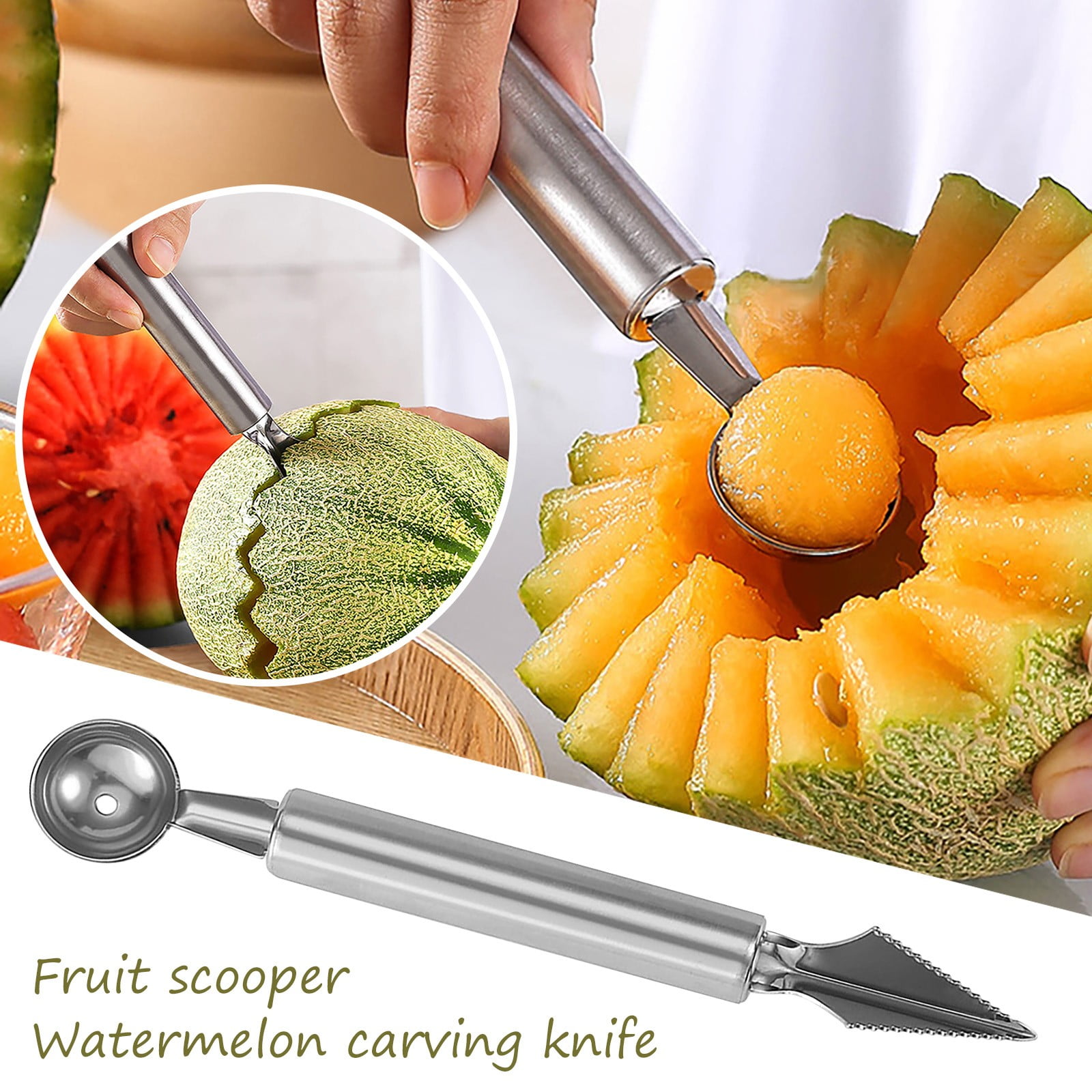 Tanxxt Melon Baller Watermelon Carving Cantaloupe DIY Double-head for ...