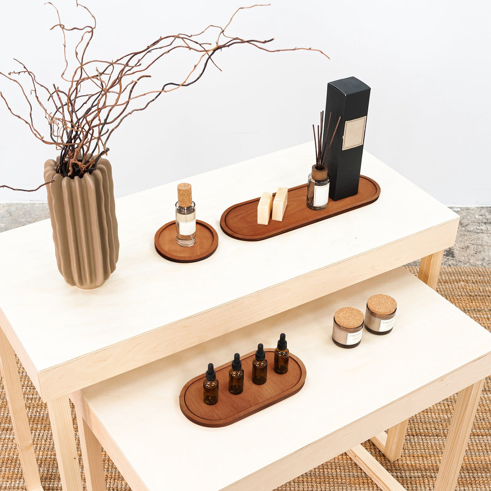 Tanxxt Solid Wood Serving Platters and Trays of Natural Wood with Edge ...
