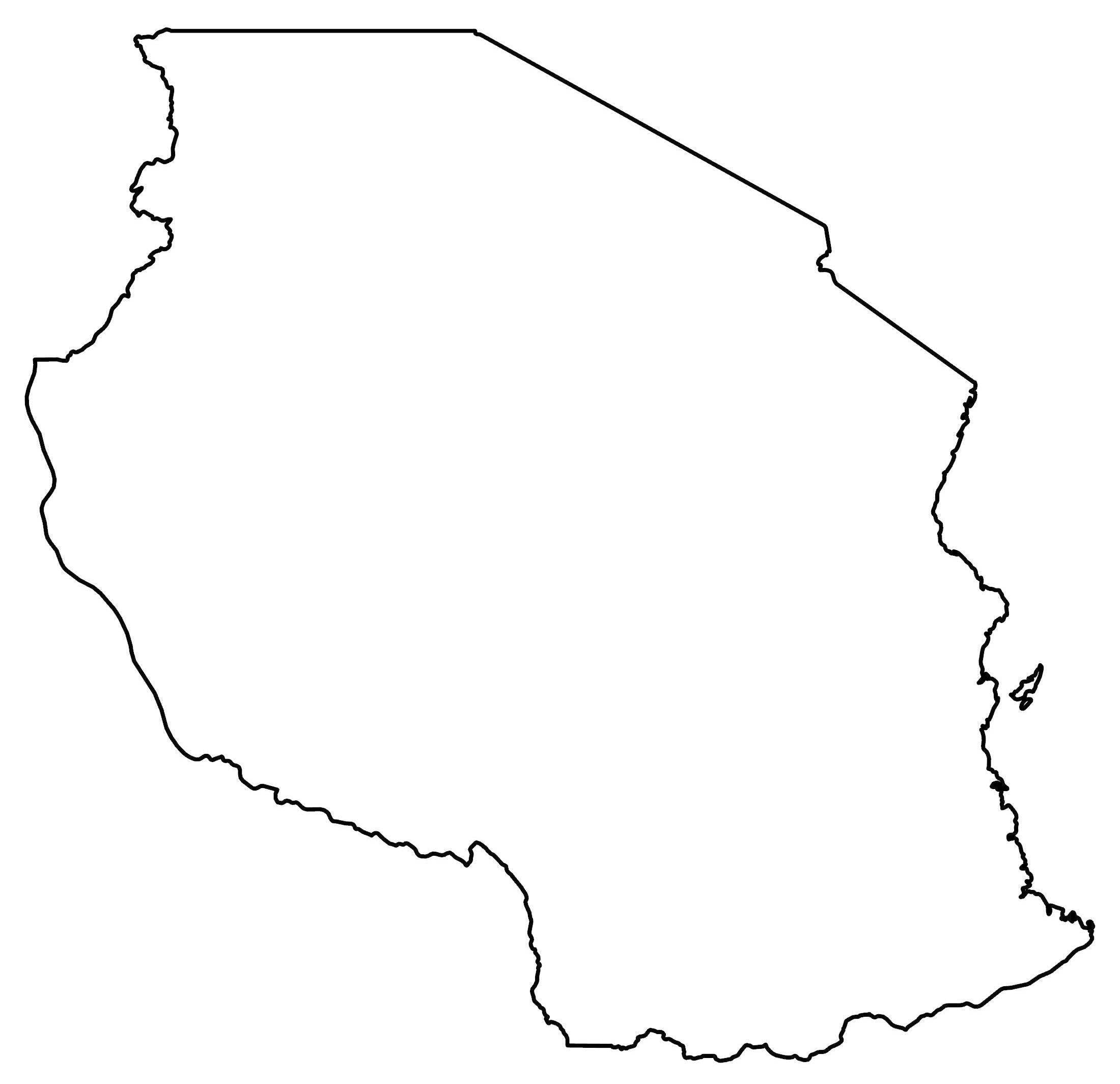Tanzania Blank Outline Map GLOSSY POSTER PICTURE PHOTO PRINT BANNER ...