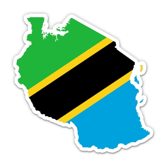 Tanzania Flag Country Shape - 5" Vinyl Sticker - For Car Laptop I-Pad ...