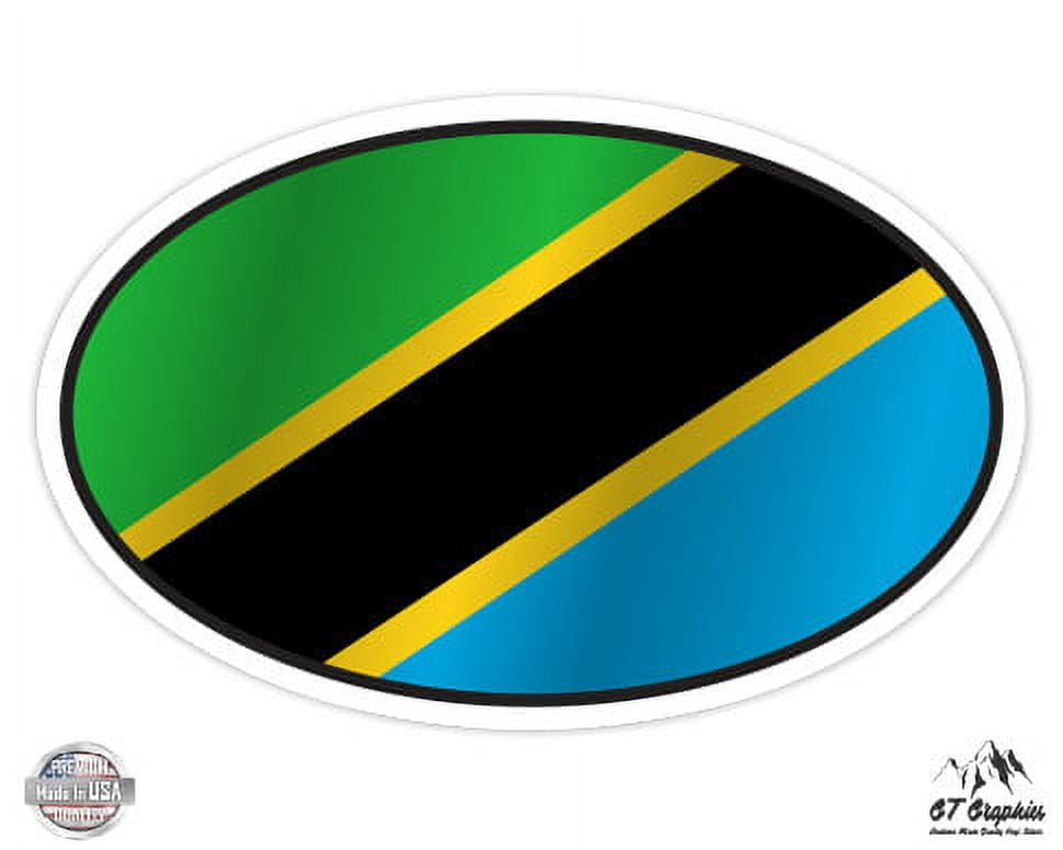 Tanzania Flag Oval - 7" Vinyl Sticker - For Car Laptop I-Pad ...