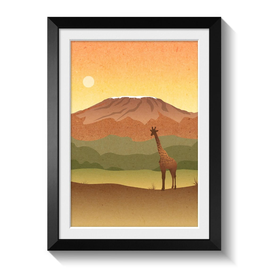 Tanzania Safari Themed Nursery Poster, Giraffe Print, Mount Kilimanjaro ...