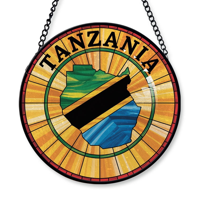 Tanzania Travel Decor Suncatcher Stained Glass Window Hanging, Gift for ...