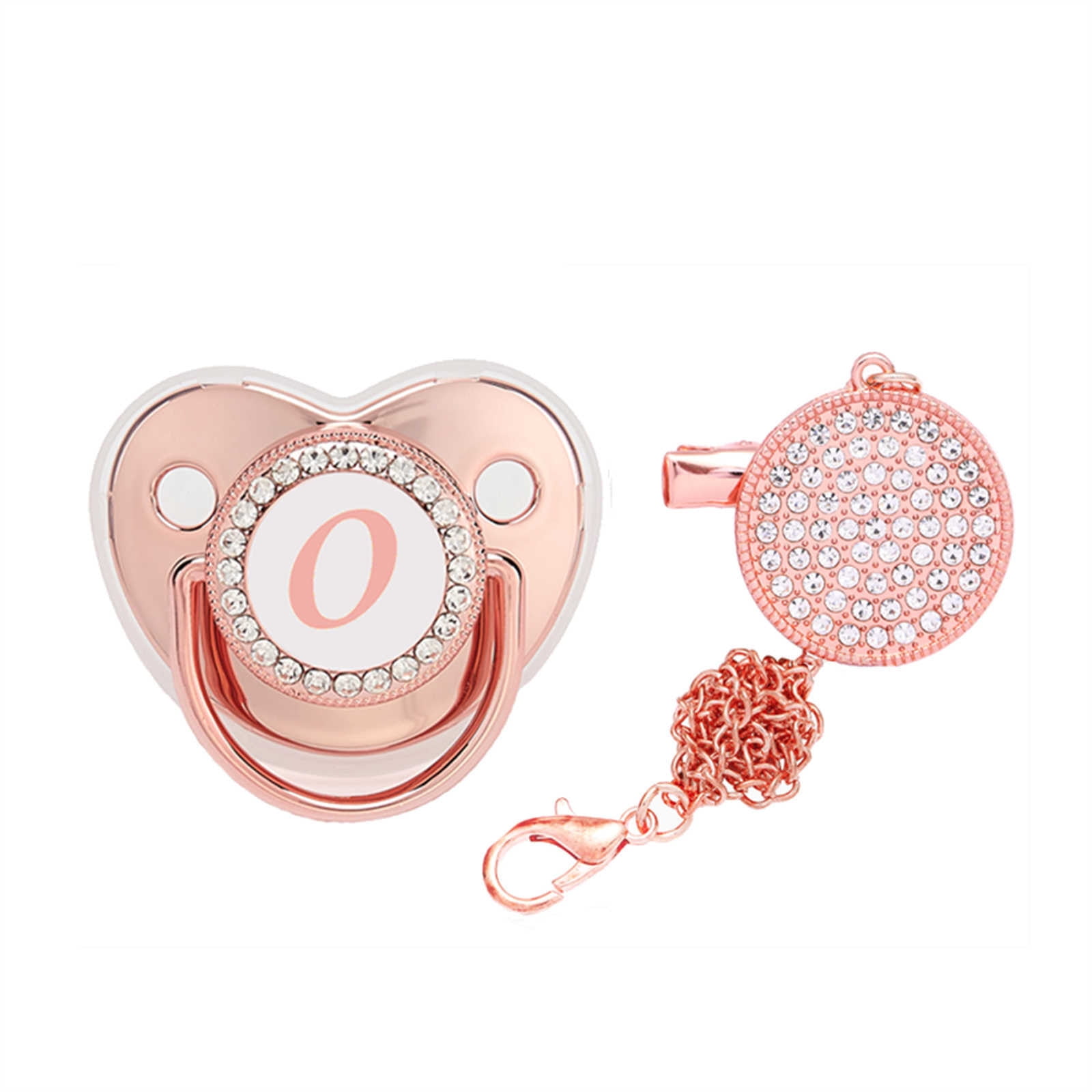Tao Baby Boy Girl Pacifier And Clips With Rhinestones Rose Gold Bling ...