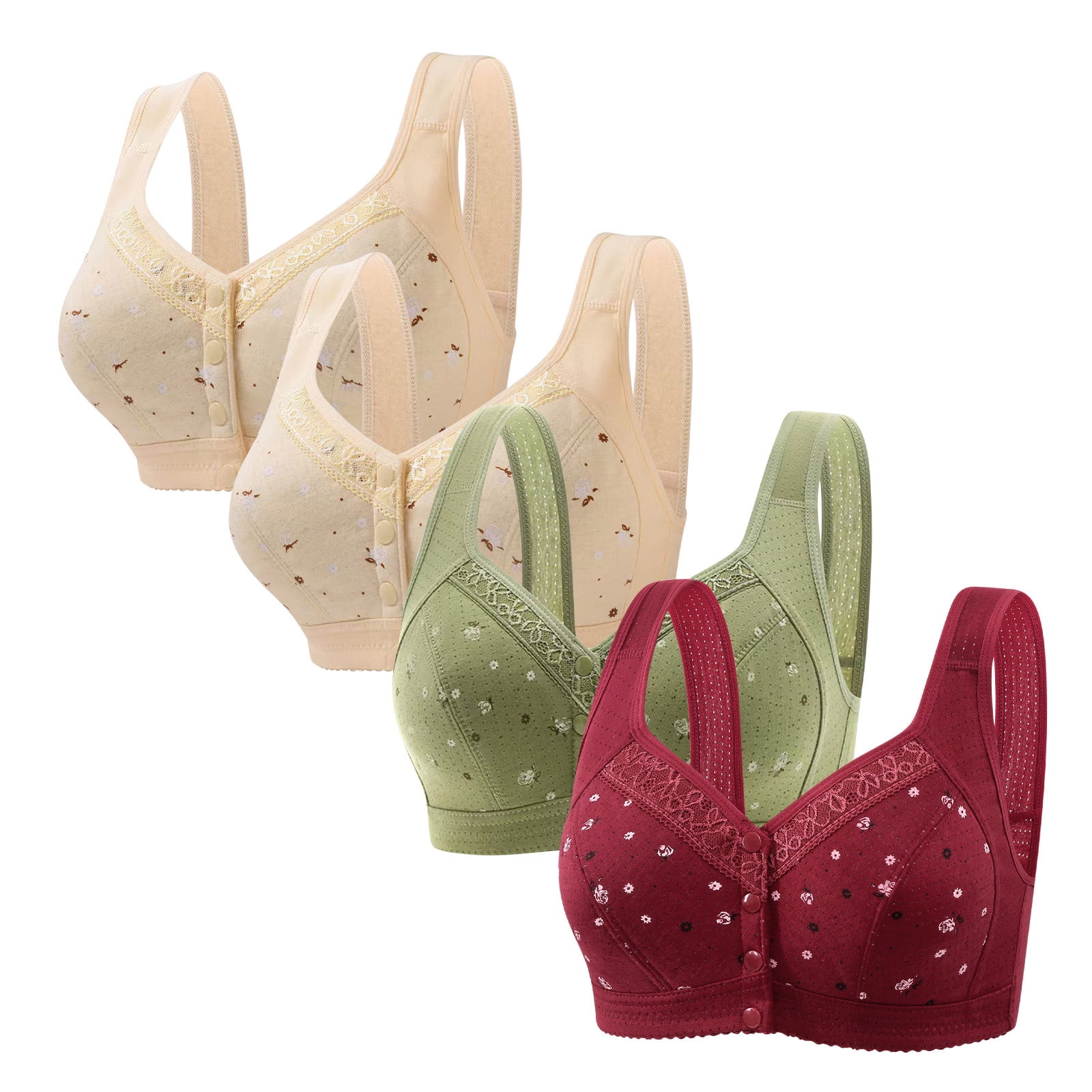 Tao Tao Daisy Bra For Seniors Front Closure Button Bras Comfy ...