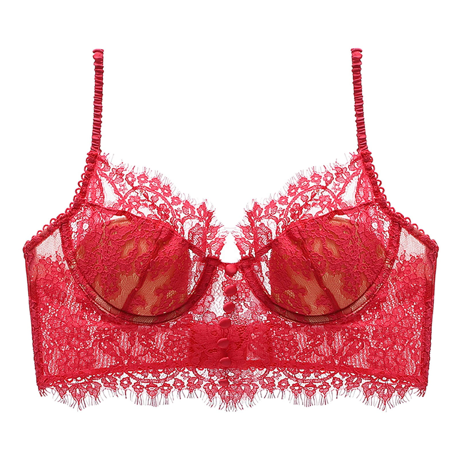 Tao Floral Eyelash Lace Bra For Women Padded Plunge Deep V Cami Tops ...