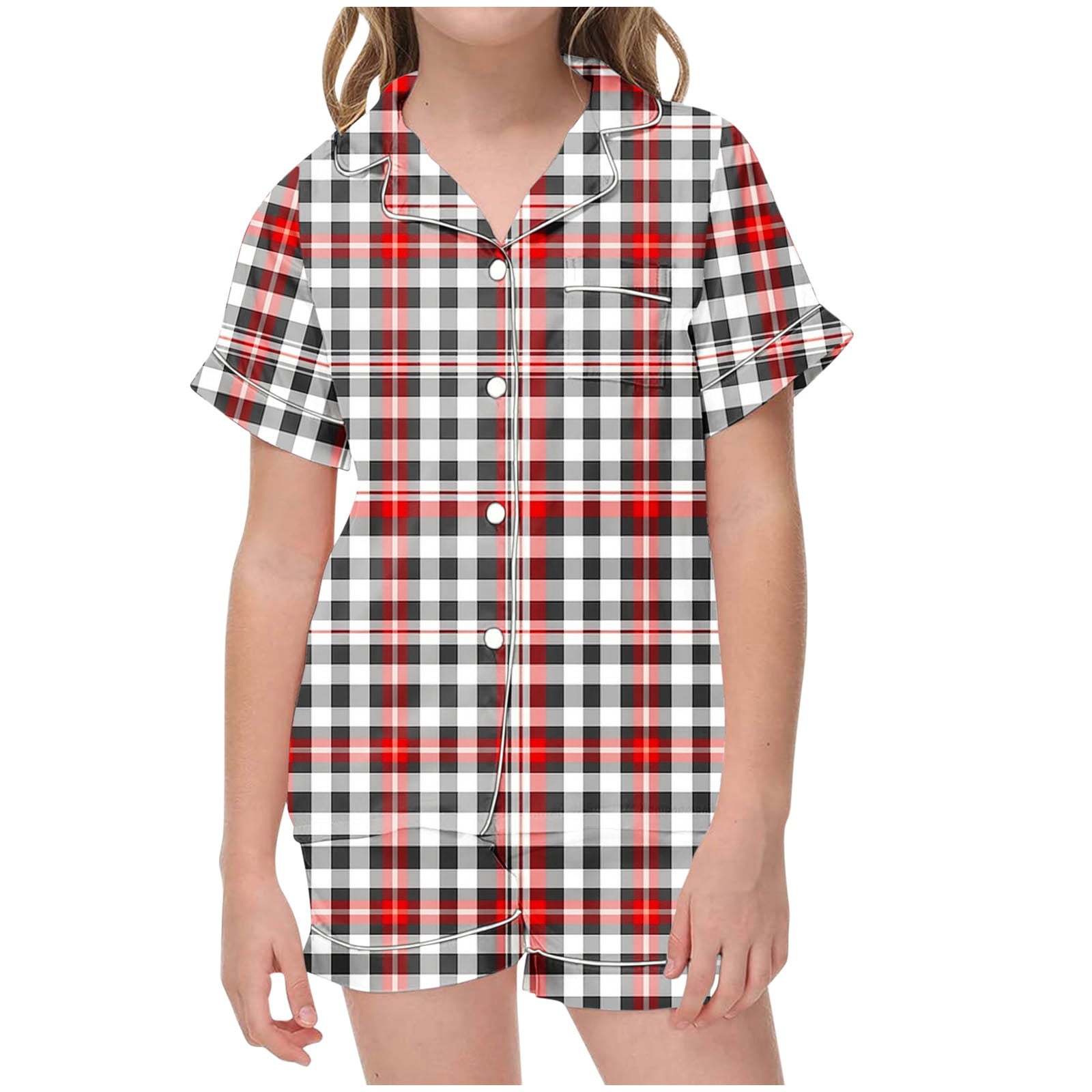 Tao Tao Kids Girls Boys Satin Short Pajamas Set, Silk Button-Down ...