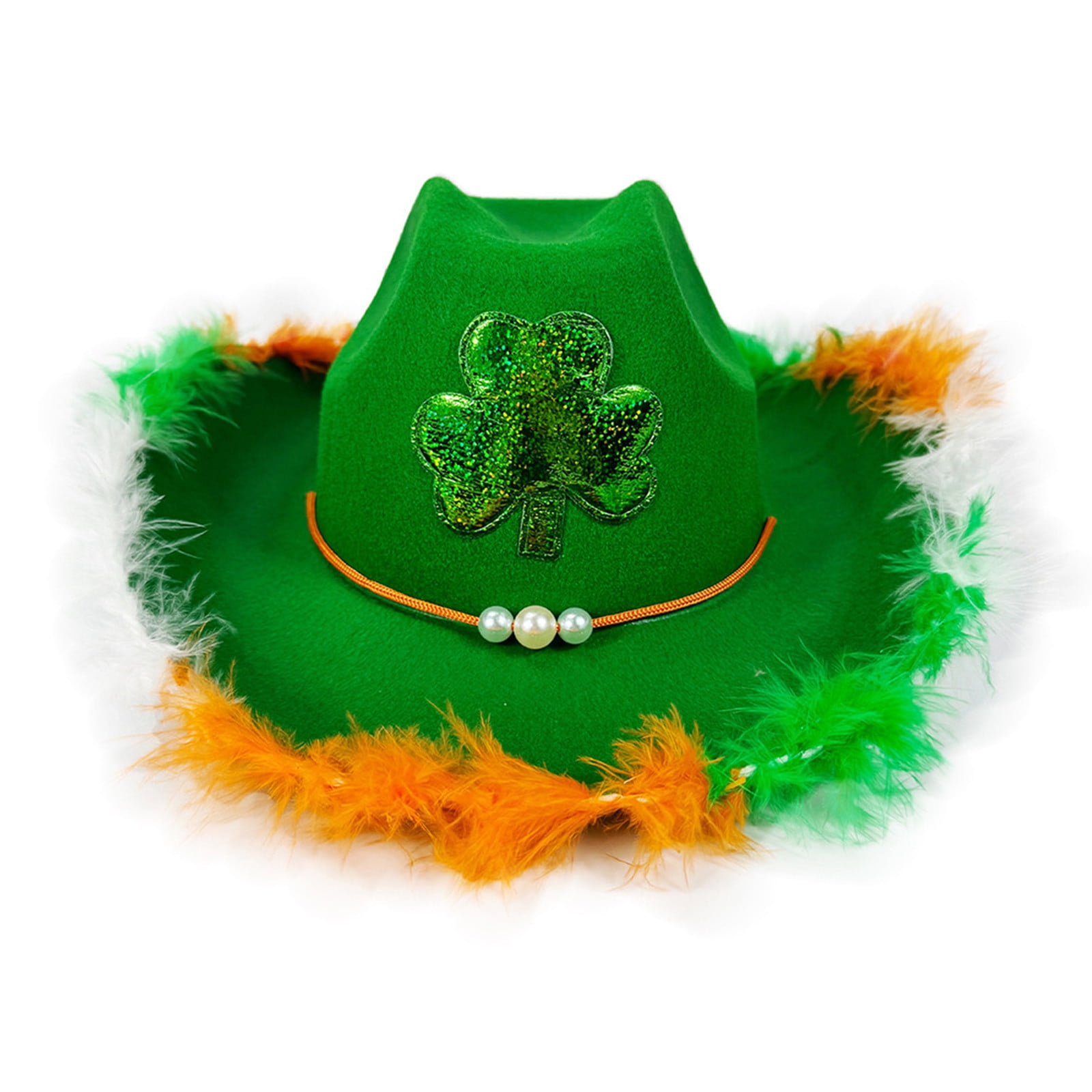 Tao Tao St Patricks Day Cowboy Hat, Feathered Felt Cowgirl Hat, Unisex ...
