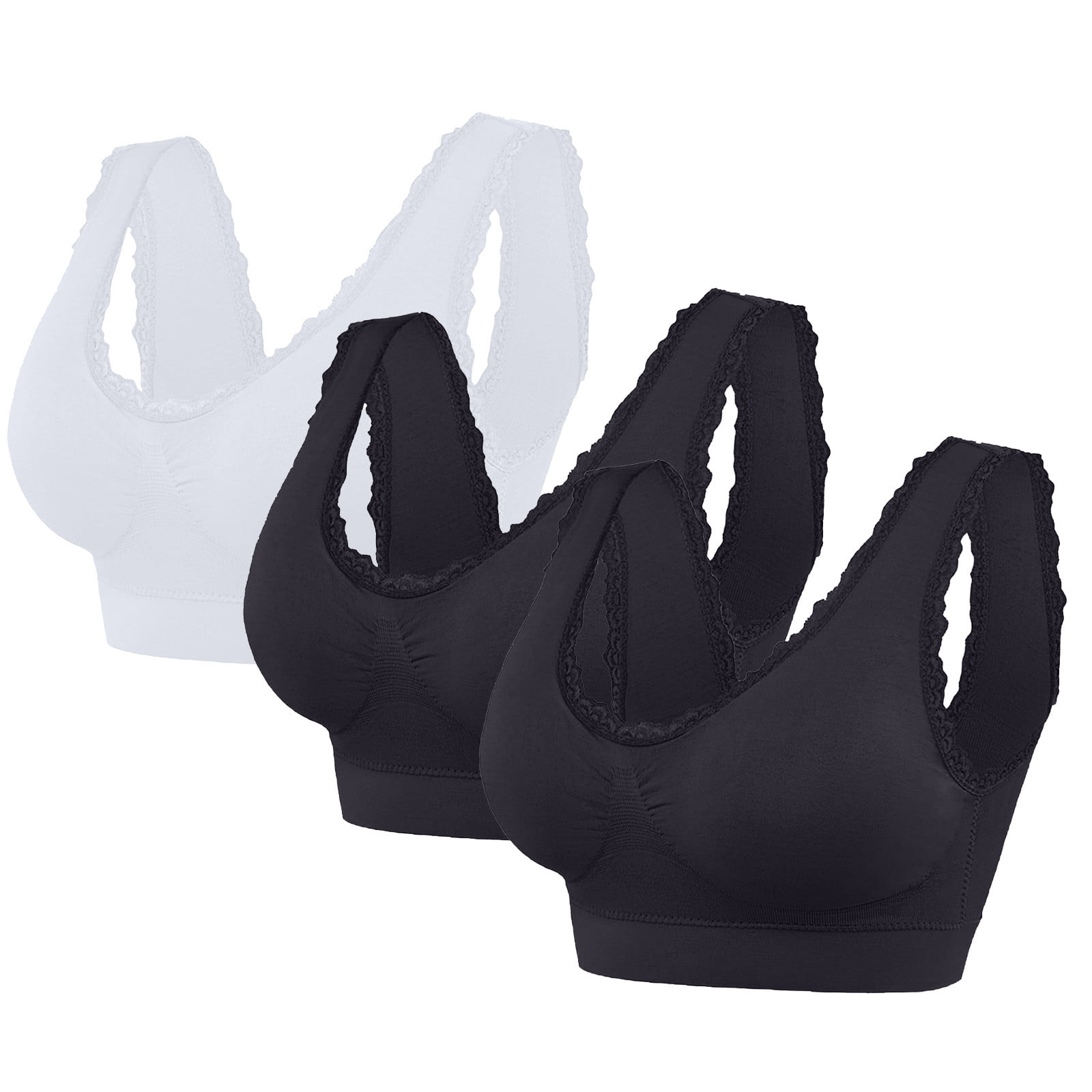 Tao Tao 3PC Bras for Women Seamless Stretchy Sport Yoga Lace Trim ...
