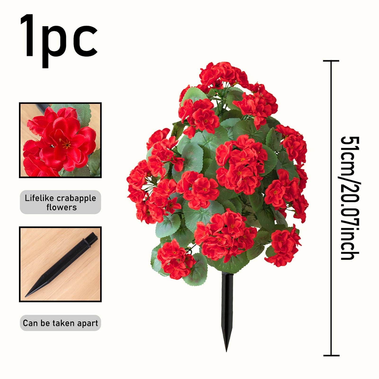 Tao Tao Artificial Haitang Flowers With Ground Spikes,Garden Stake Faux ...
