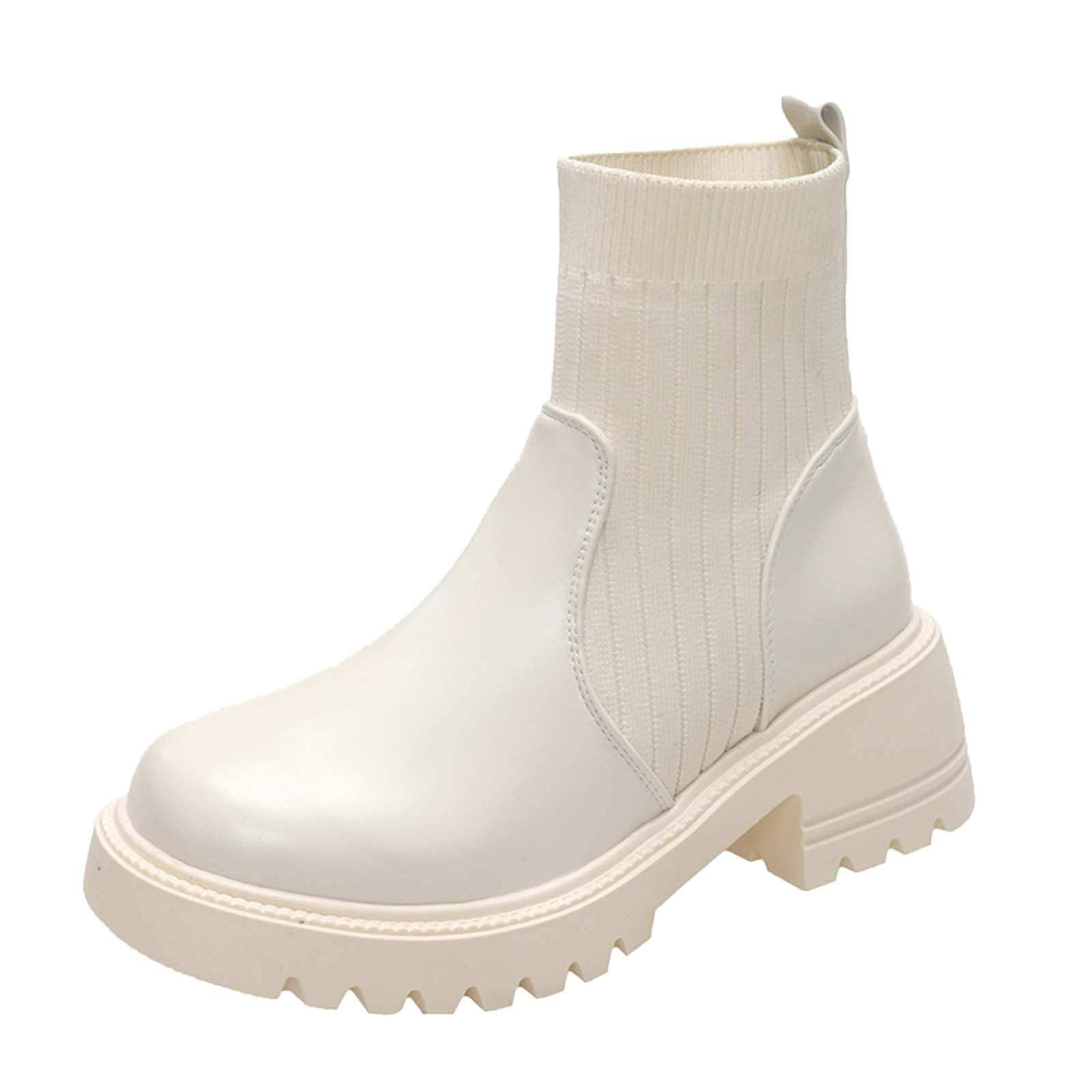 Tao Tao Chelsea Boots Women Lug Sole Ankle Boots Chunky Heel Slip On ...