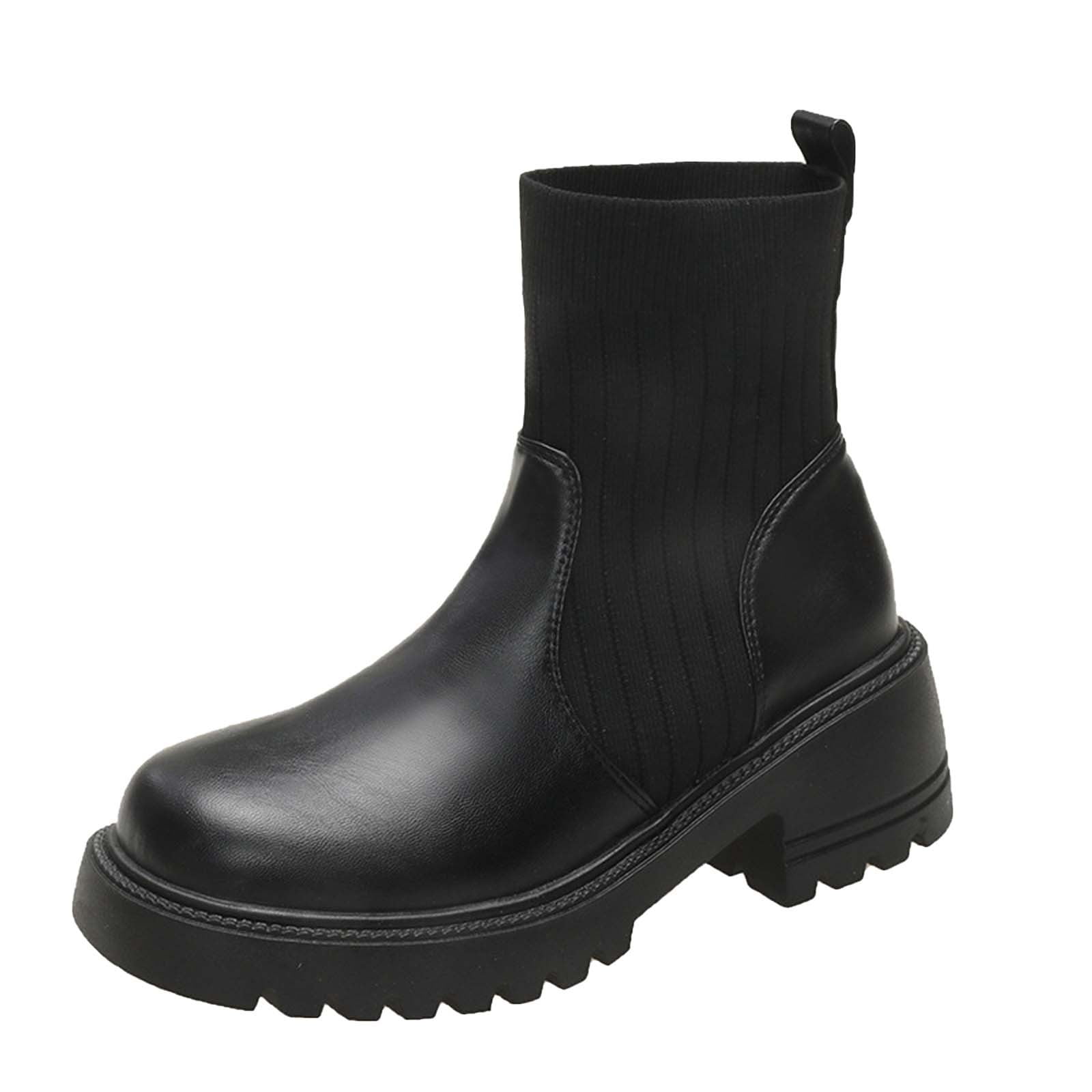 Tao Tao Chelsea Boots Women Lug Sole Ankle Boots Chunky Heel Slip On ...