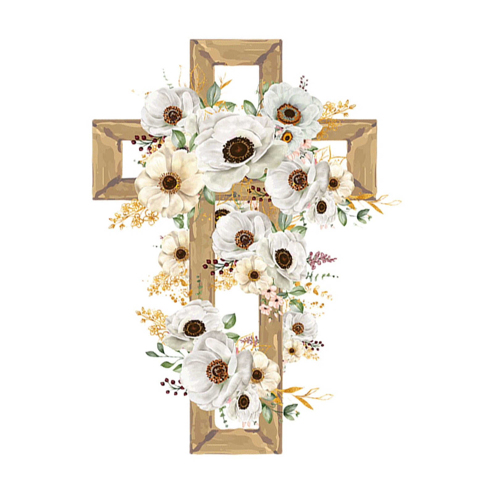 Tao Tao Cross Decal, Watercolor Floral Easter Decorations Window Clings ...