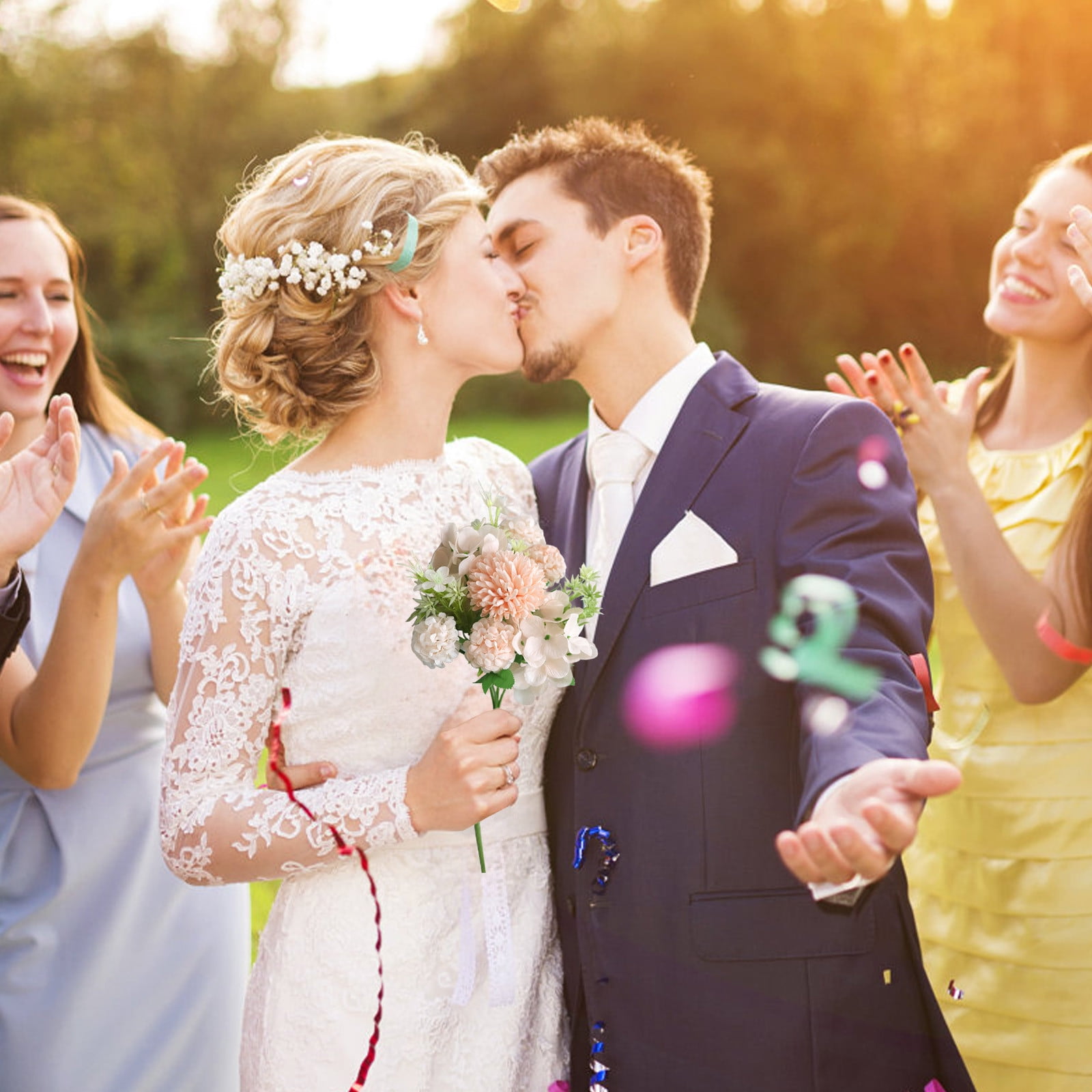 Tao Tao Dusty Wedding Bouquets for Bride Bridesmaids Artificial Rose ...