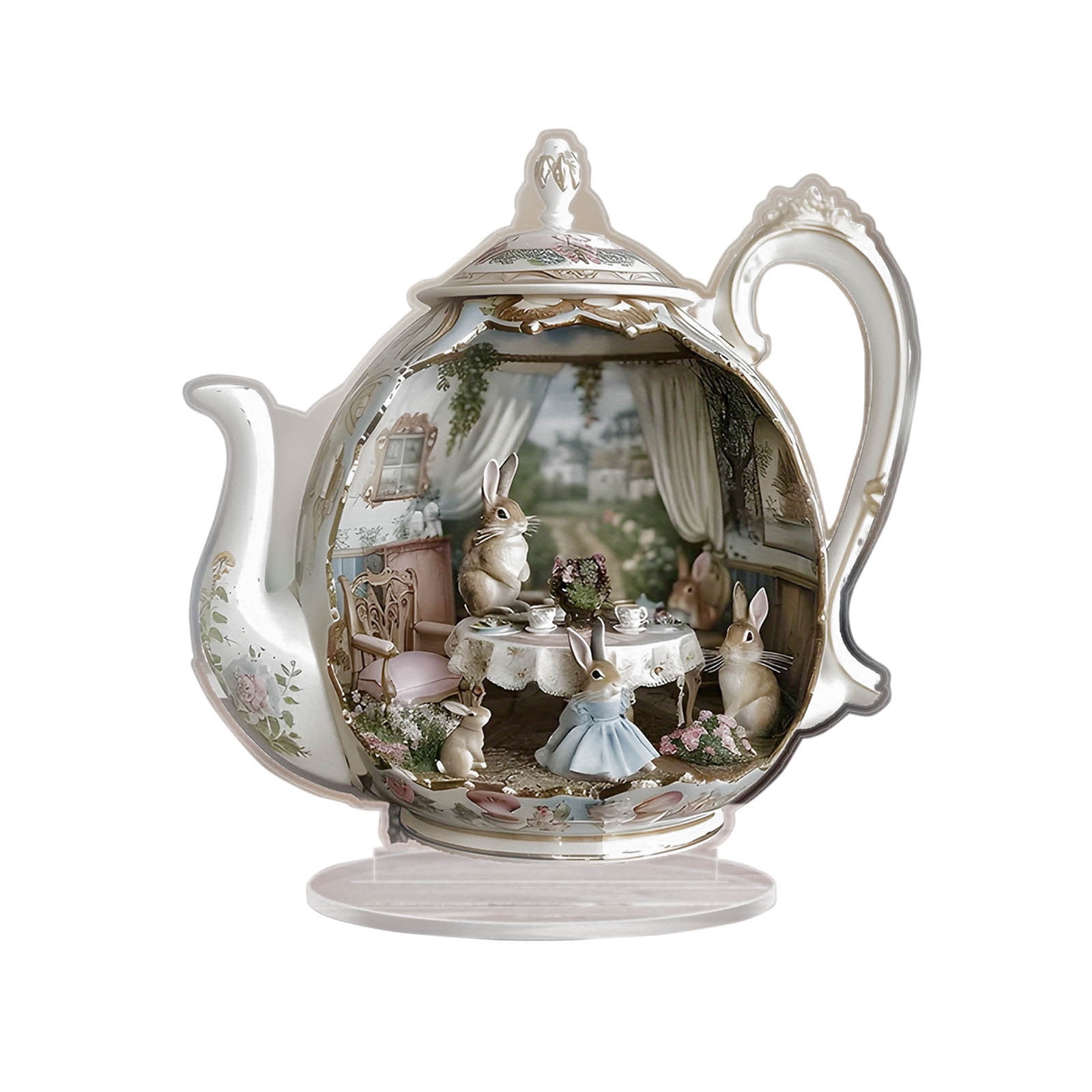 Tao Tao Easter 3-D Bunny Teapot Easter Bunny Teapot Scene Acrylic ...