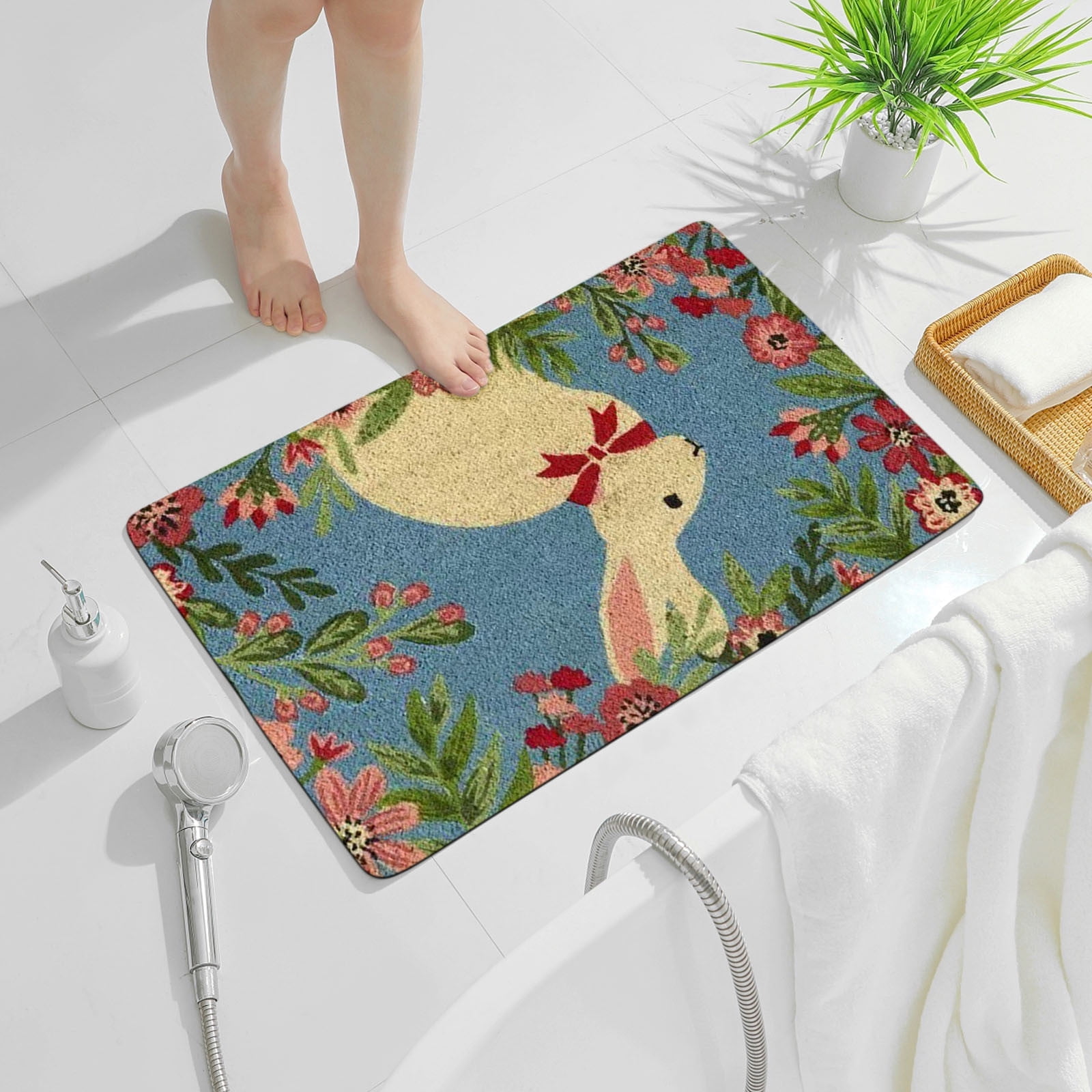 Tao Tao Easter Welcome Doormat Bunny Spring Indoor Outdoor Front Porch ...