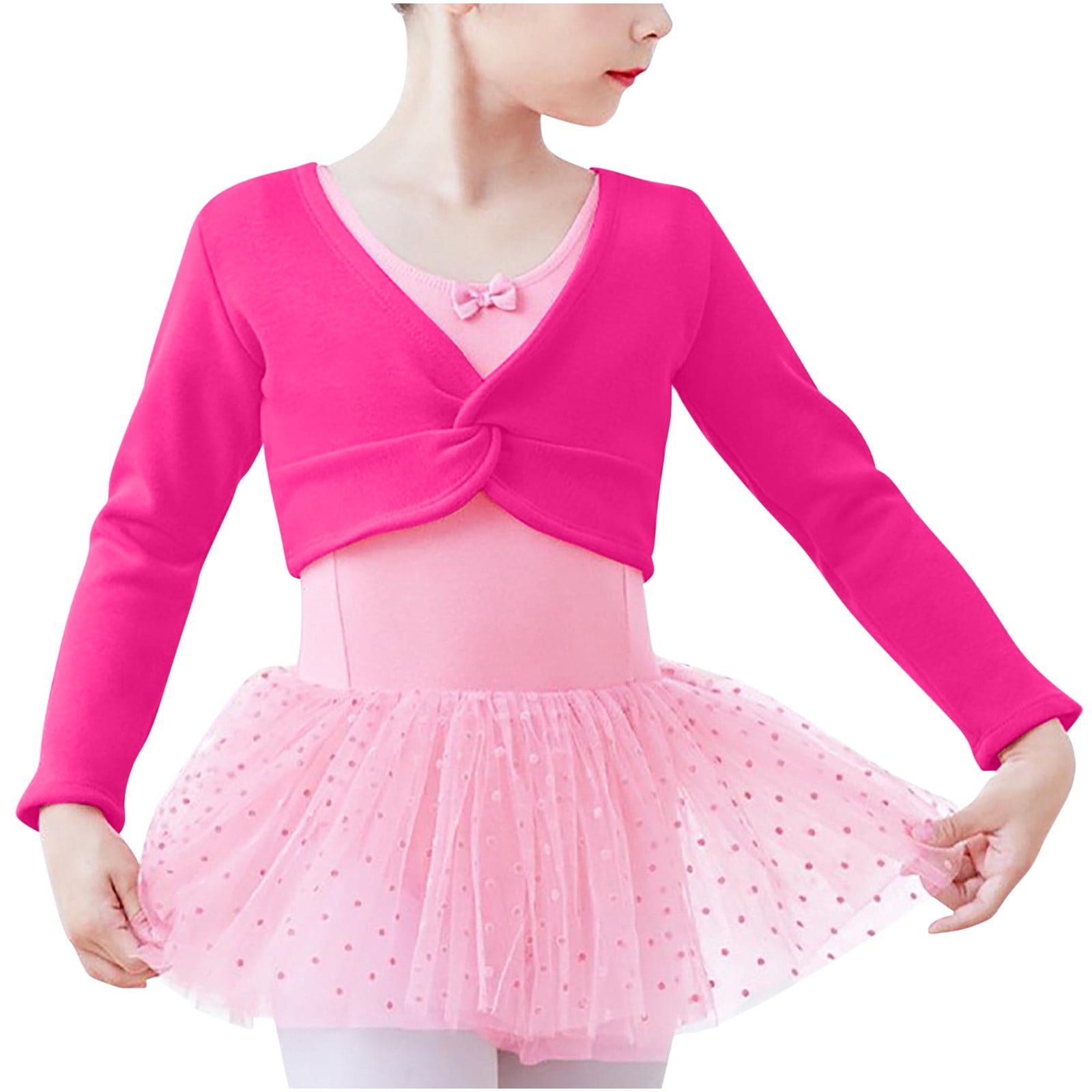 Tao Tao Girl's Dance Crop Tops Ballet Wrap Shrug Sweater Long Sleeve ...