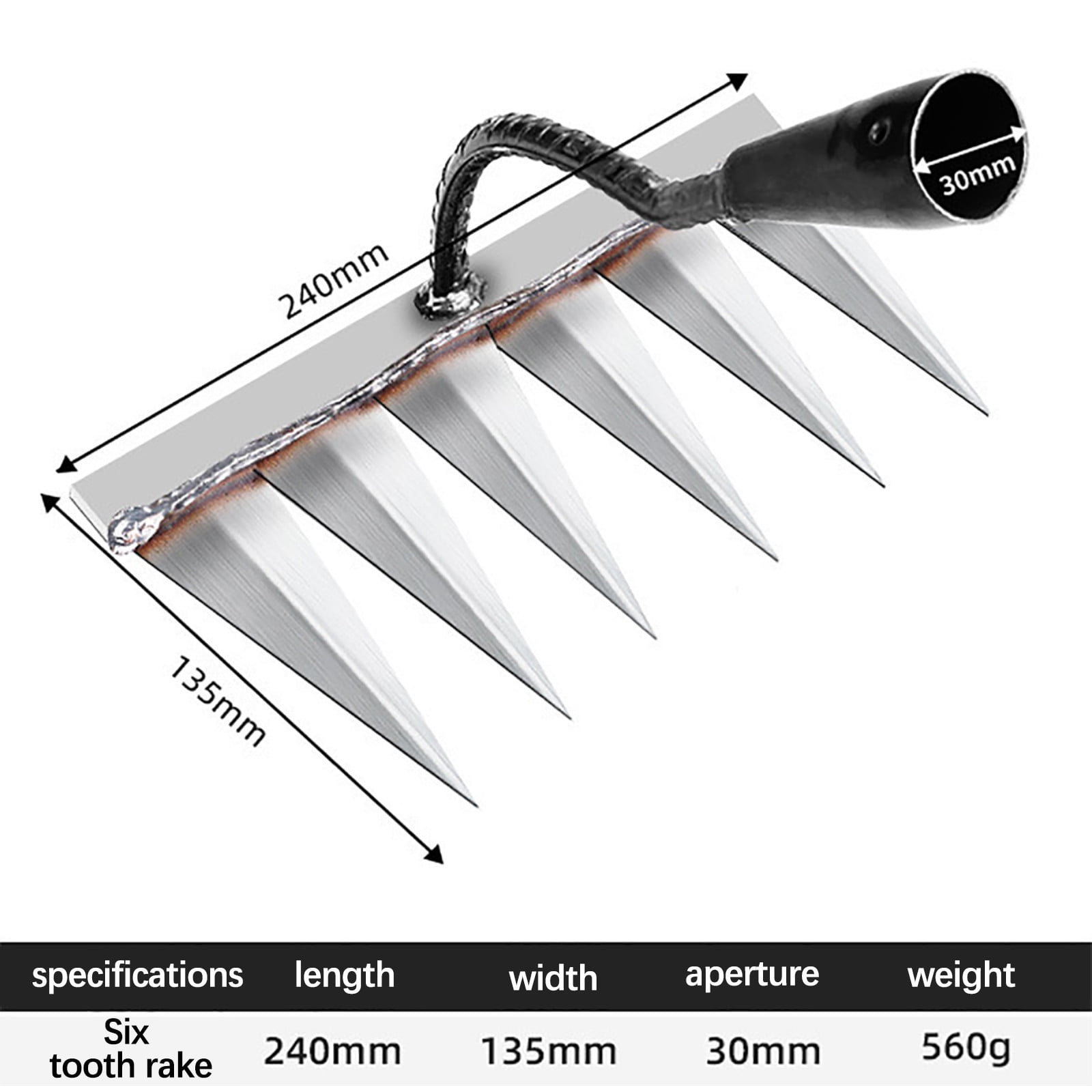 Tao Tao Heavy Duty Iron Rake For Gardening And Weeding - 4/5/6/7 ...