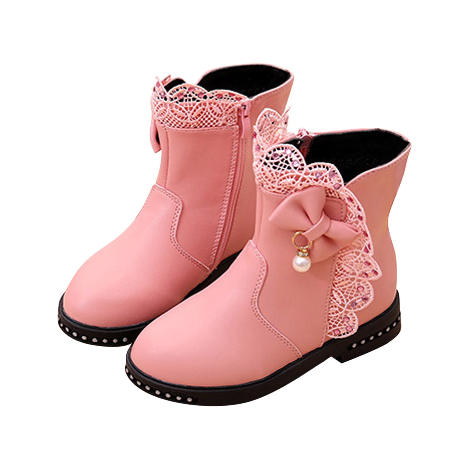 Tao Tao Kids Little Big Girls Boots With Bow Zipper Outdoor Ankle Shoes ...