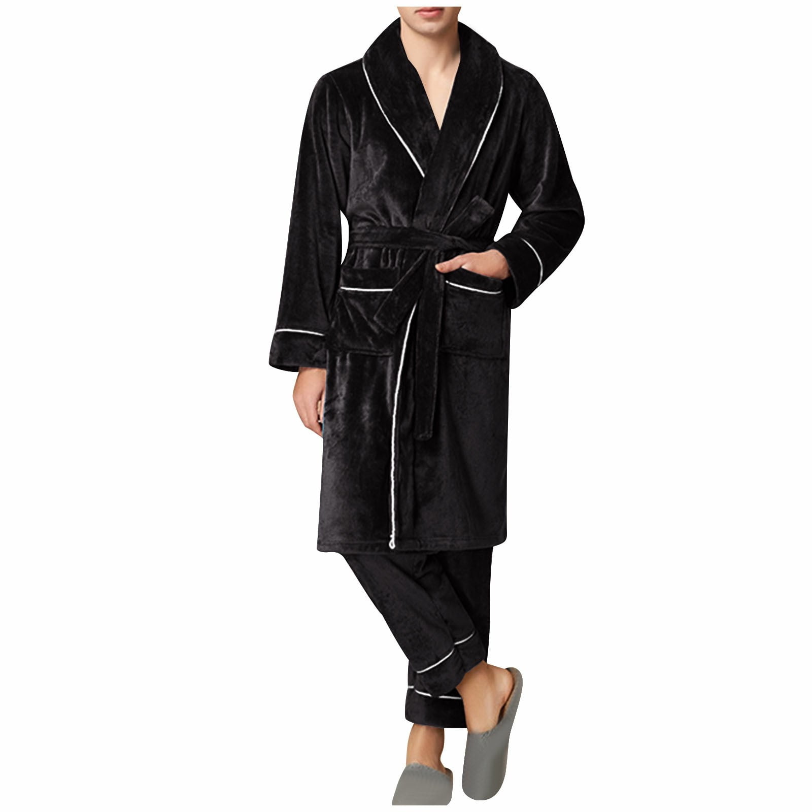 Tao Tao Men Plush Bathrobe Fuzzy Female Spa Robe With Pockets Women ...