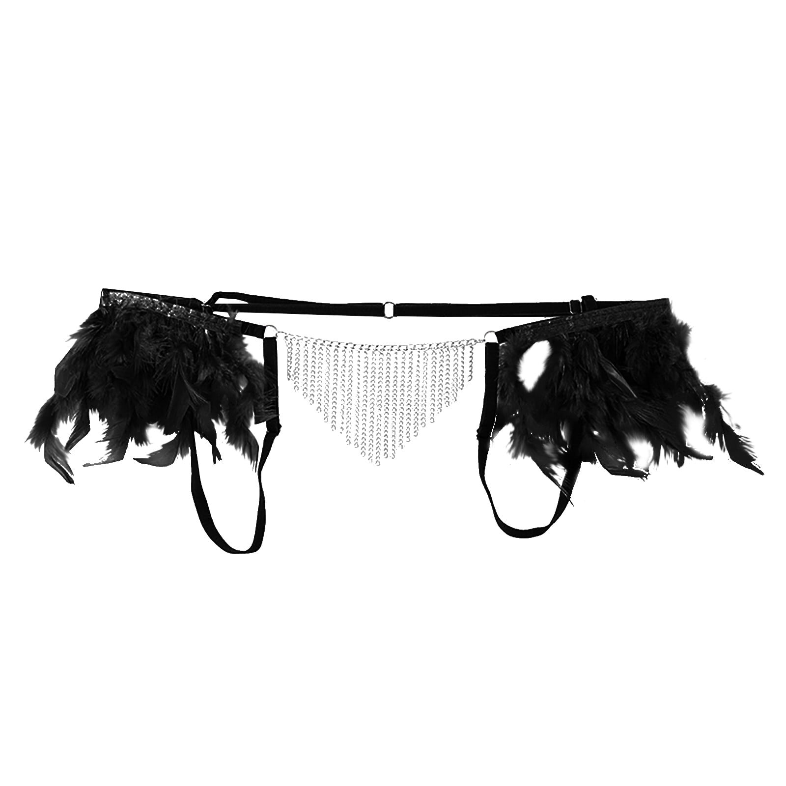 Tao Tao Men's Low Rise Briefs Shiny Metal Chain Tassel Thongs Feather ...
